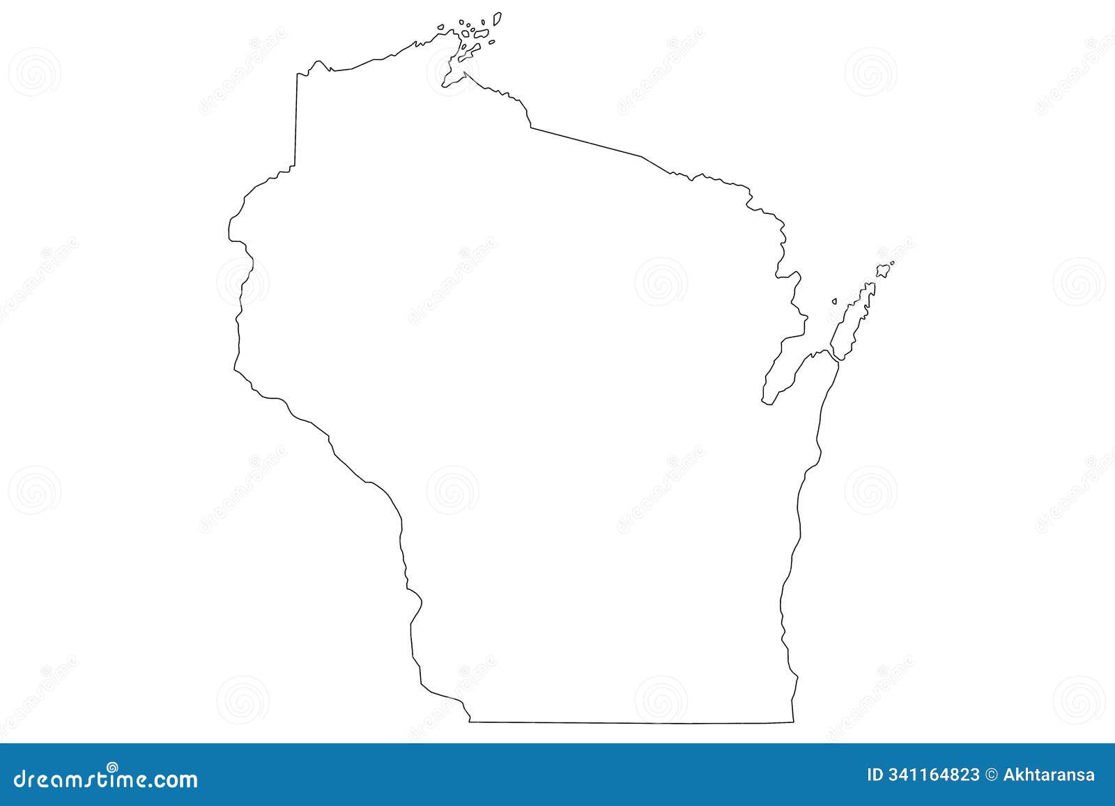 High Detailed Illustration Map - Outline Wisconsin State Map Stock ...