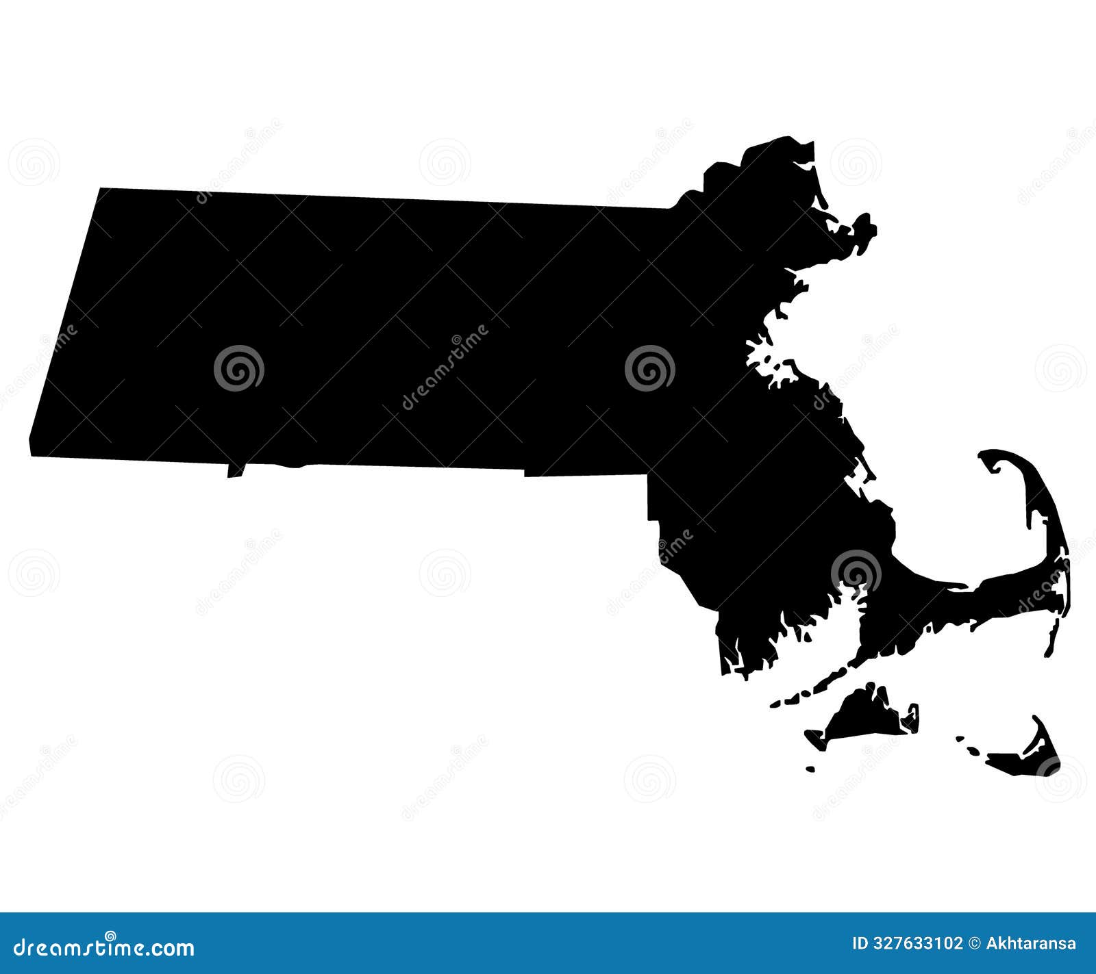 High Detailed Illustration Map - Solid Massachusetts State Map Stock ...