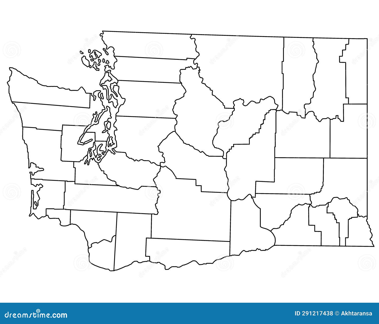 High Detailed Illustration Map - Washington State with County Stock ...
