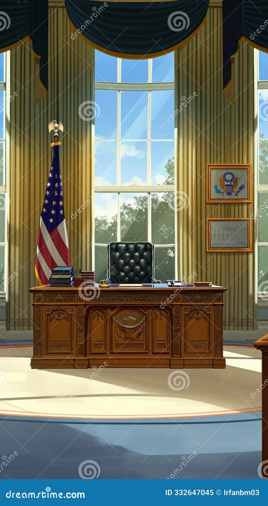 Oval Office Elegance. High-Detailed Executive Workspace Concept Stock ...