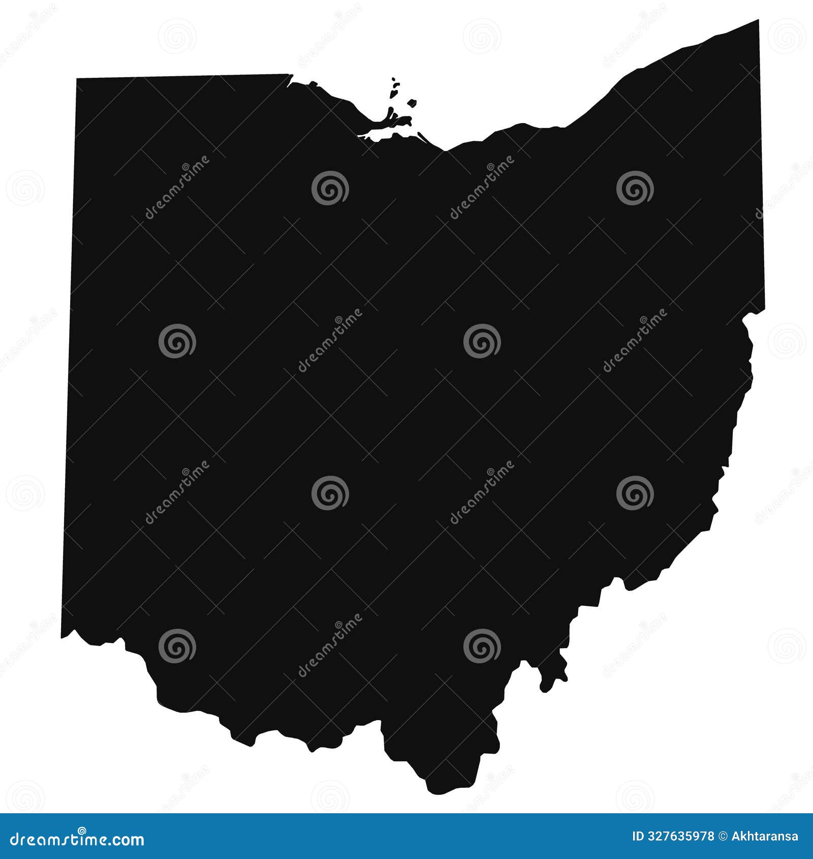 High Detailed Ohio Illustration Map - Outline Ohio State Map Stock ...