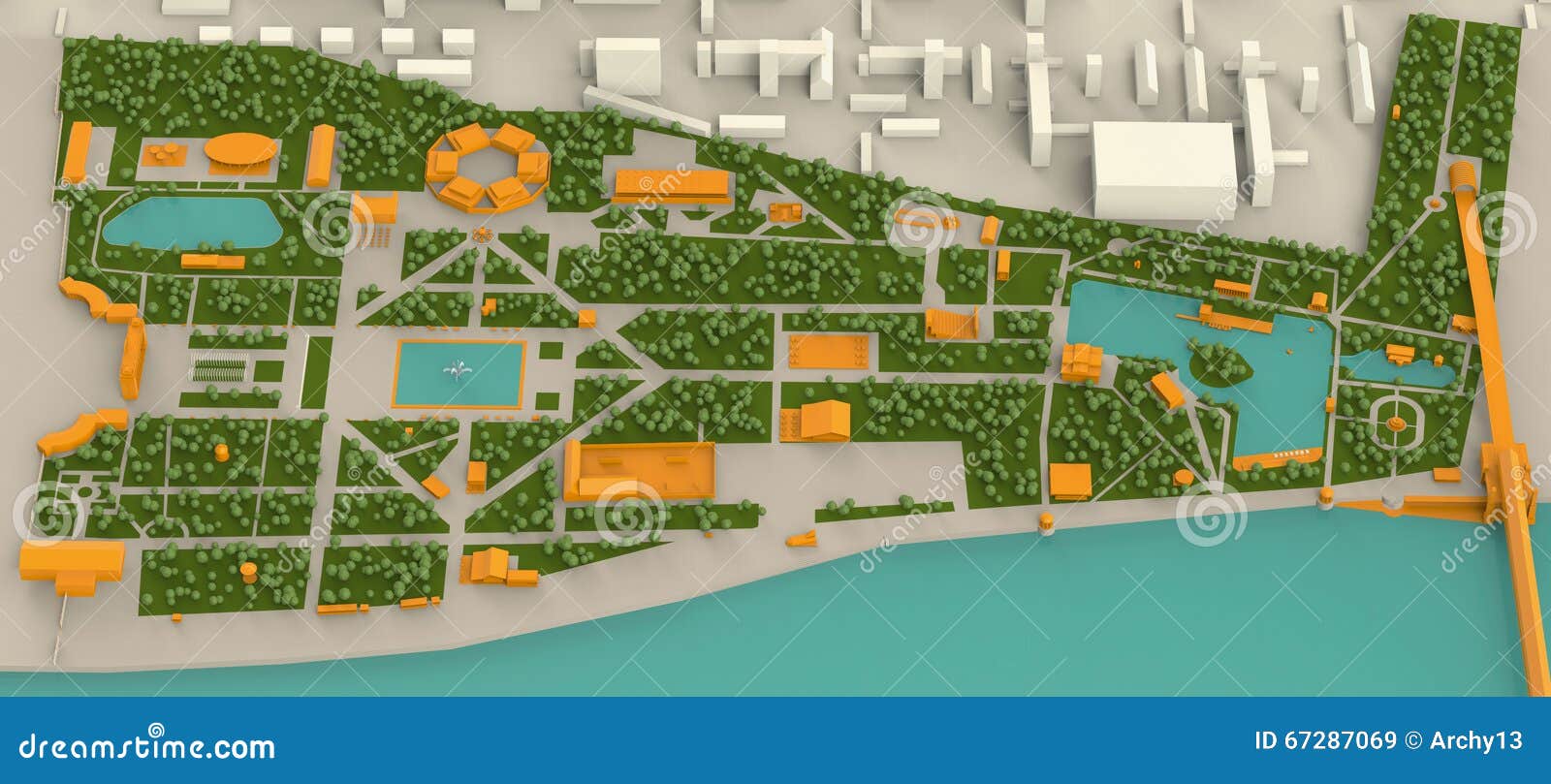 High Detailed Three Dimensions Map of Moscow Gorky Park and Stock ...