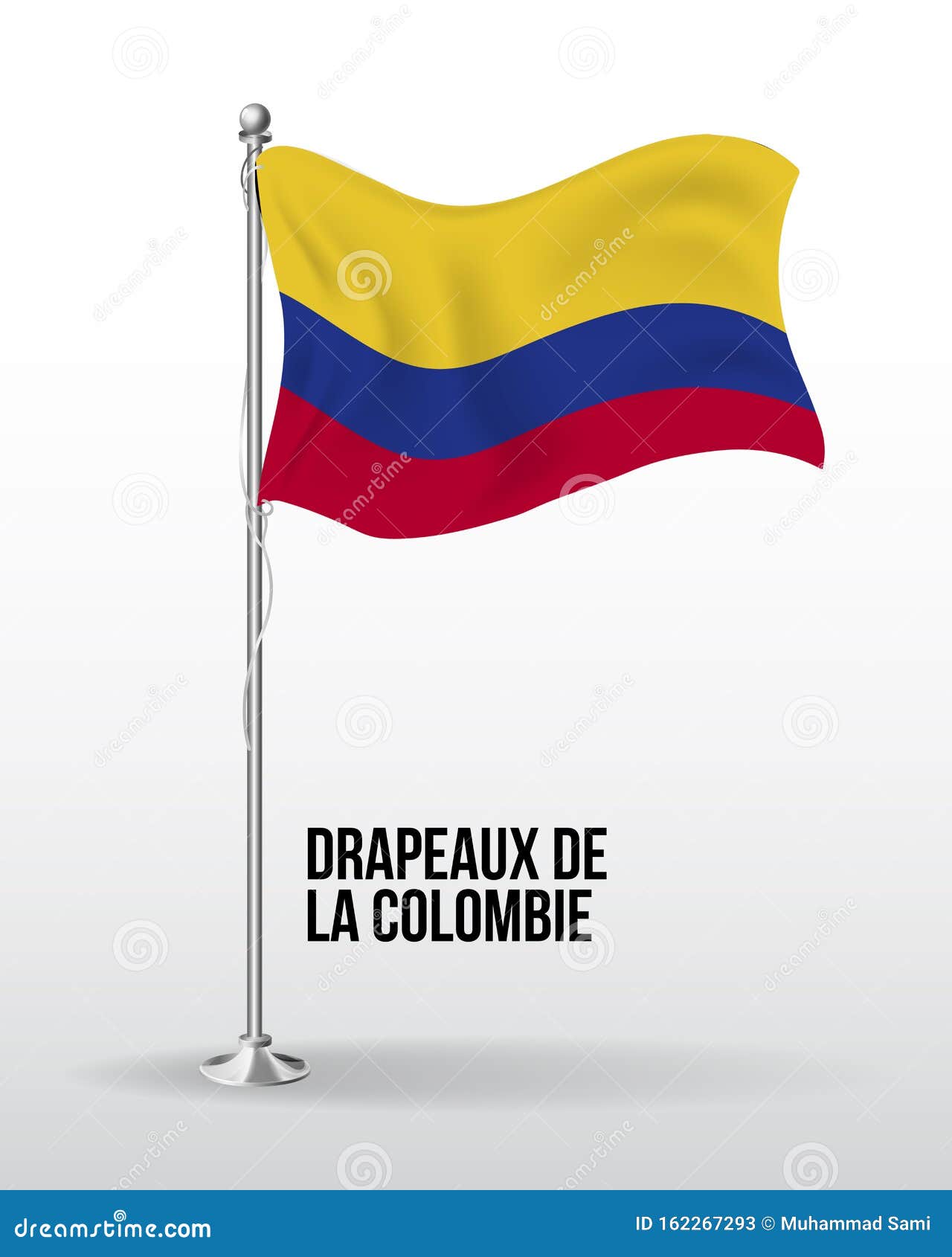 High Detailed Vector Flag of Drapeaux De La Colombie Stock Vector ...