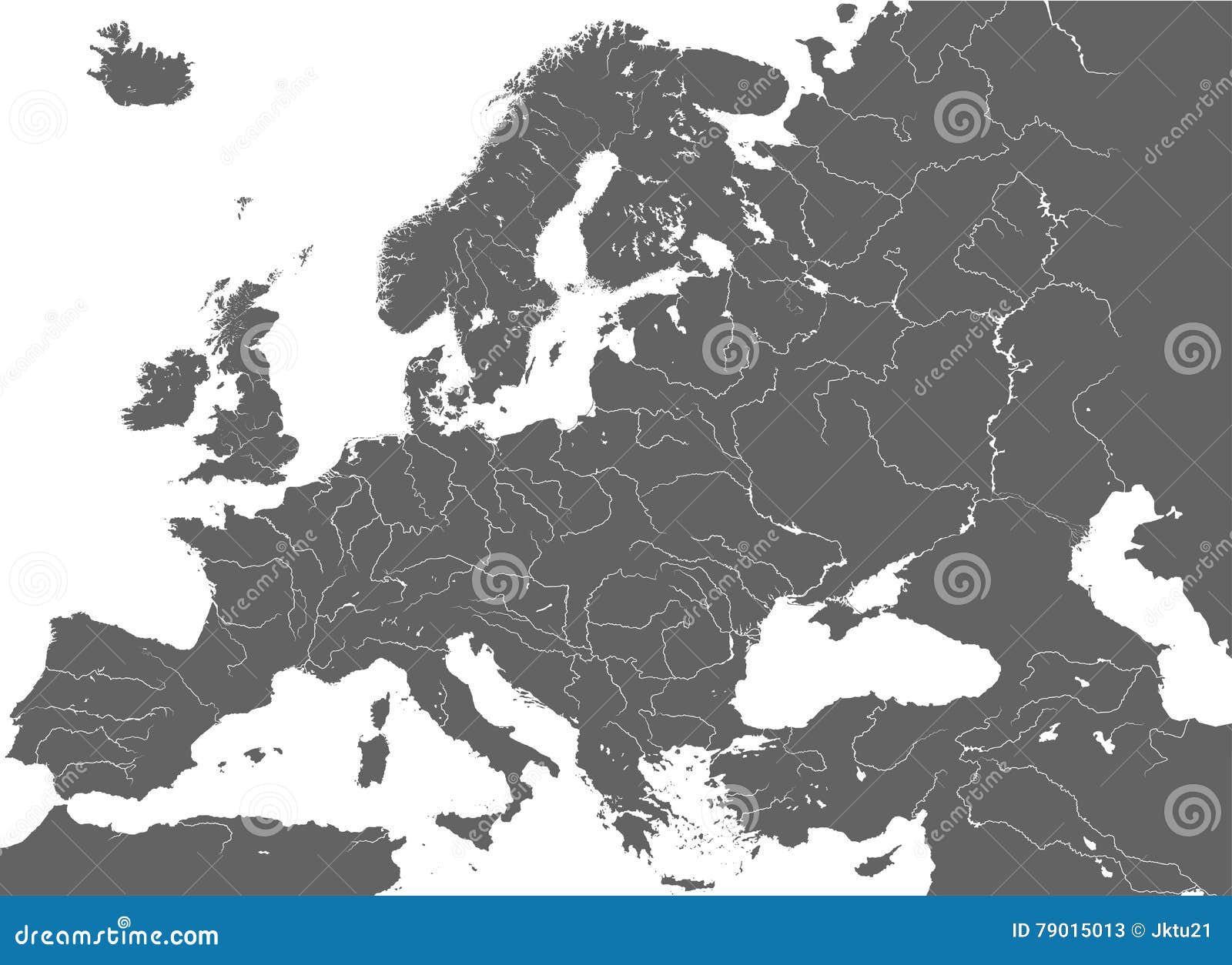 High Detailed Vector Map of Europe Main Rivers Stock Vector ...