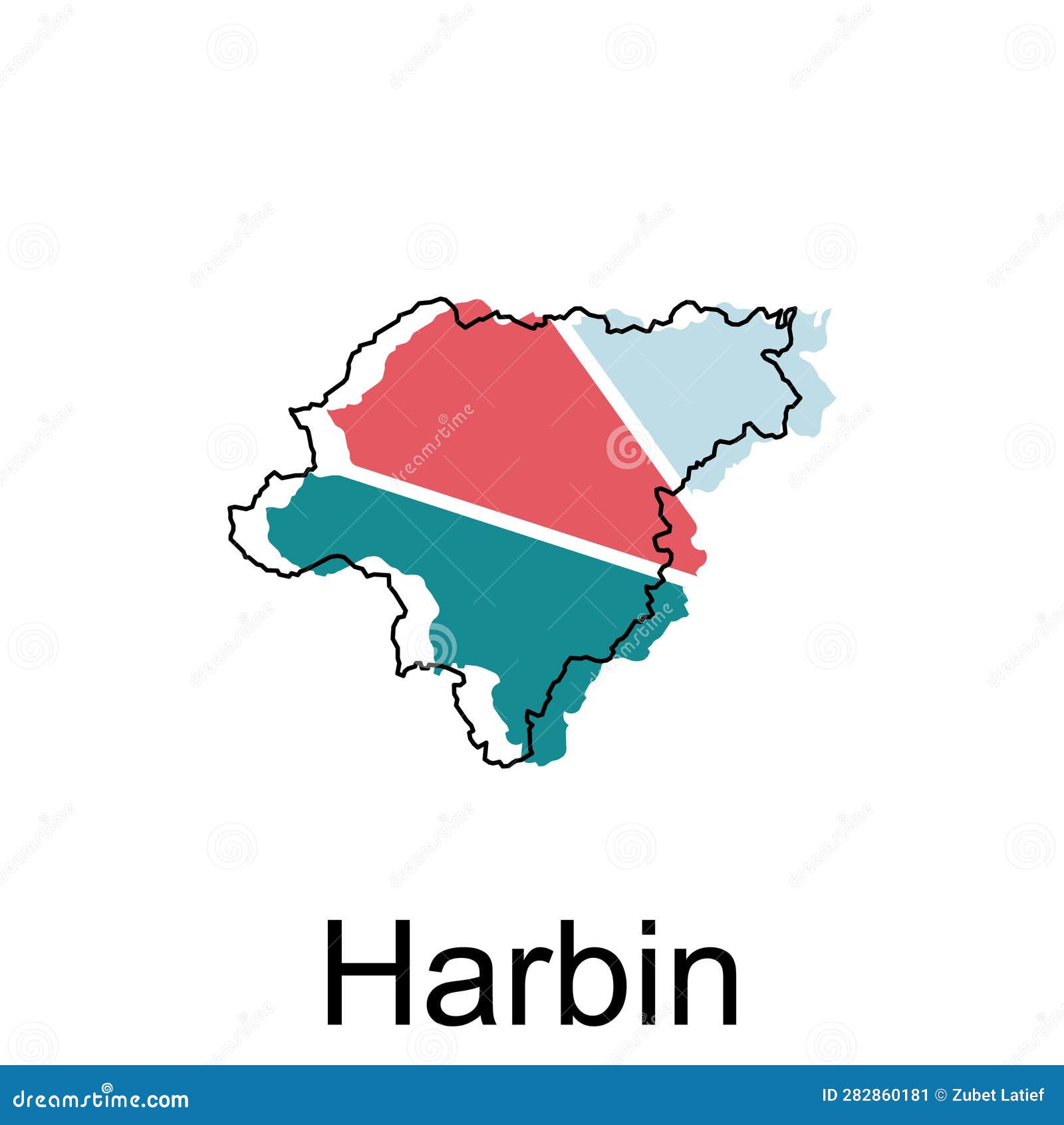 High Detailed Vector Map of Harbin Modern Outline, Logo Vector Design ...
