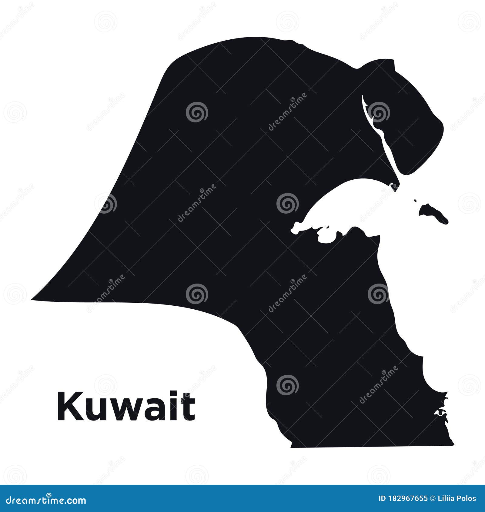 High Detailed Vector Map - Kuwait Stock Vector - Illustration of ...