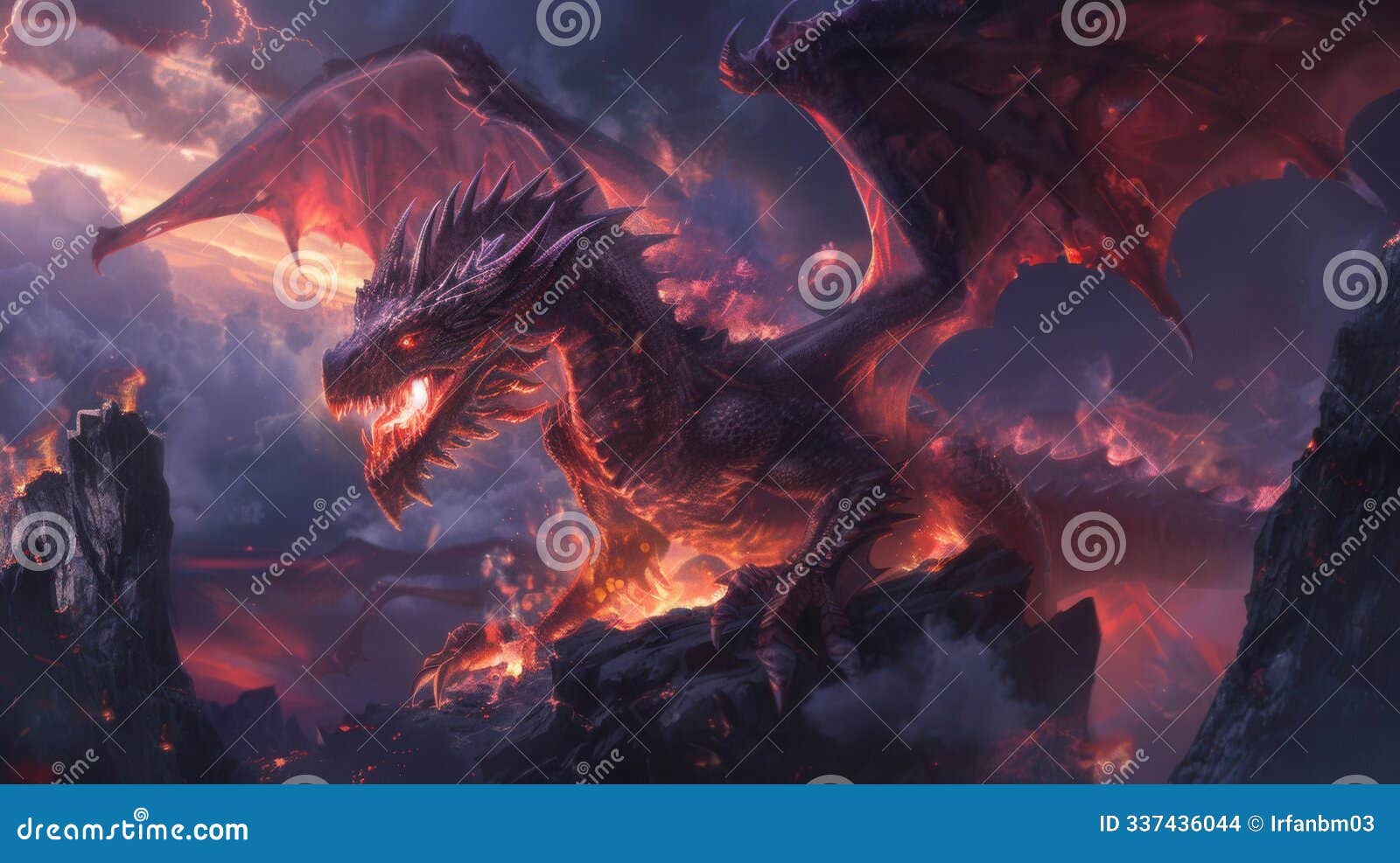 Majestic Dragons. Artistic Fantasy Concept Stock Illustration ...
