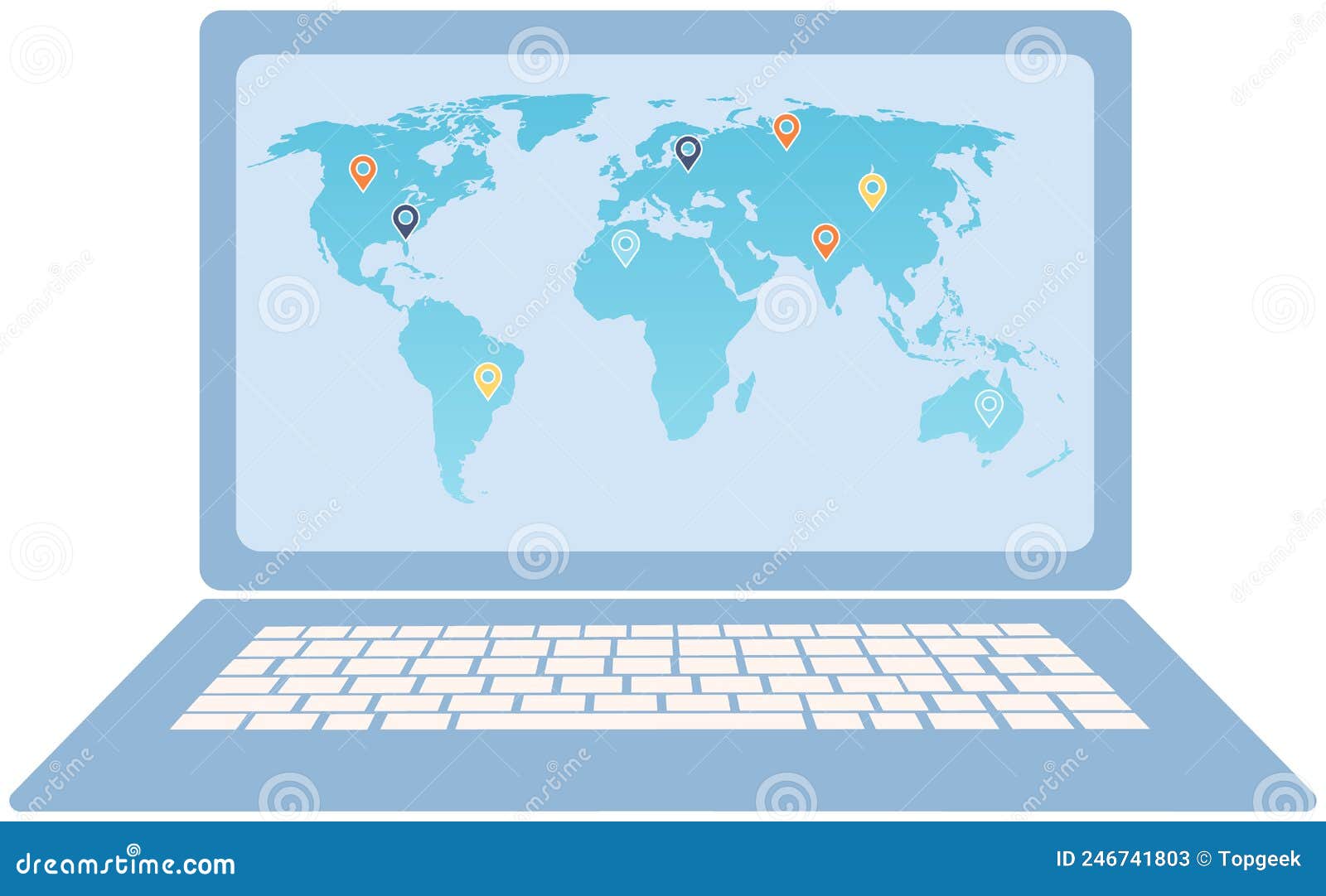 High Detailed World Map, Diagram of Planet on Laptop Screen. Computer ...