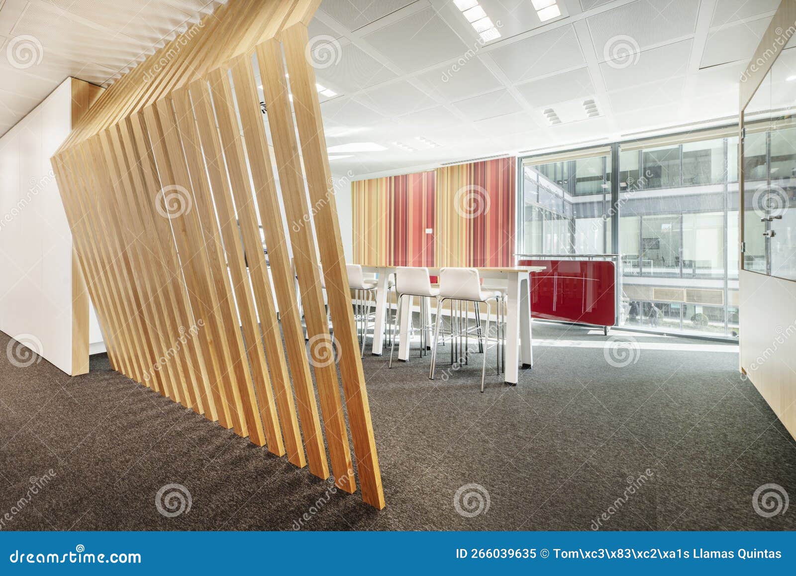 High Dining Table with White and Chrome Metal Stools with Views through ...