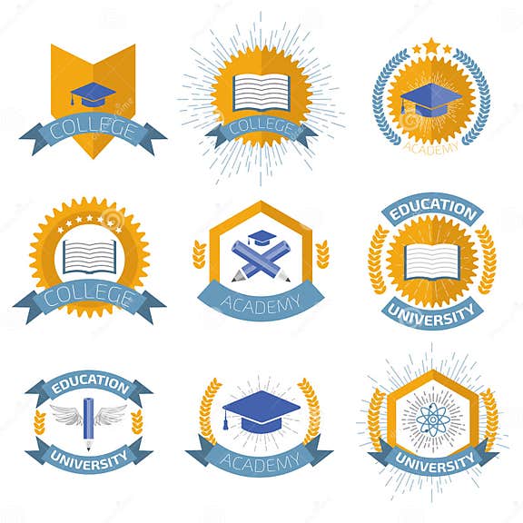 High Education Logos Set. Vector Illustration Stock Vector ...