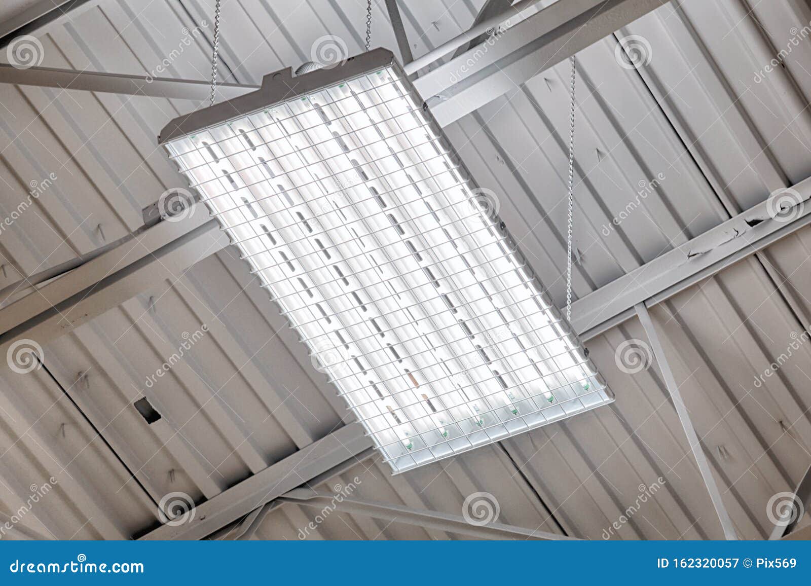 An Energy Efficient Light Fixture in a Public School. Stock Image ...