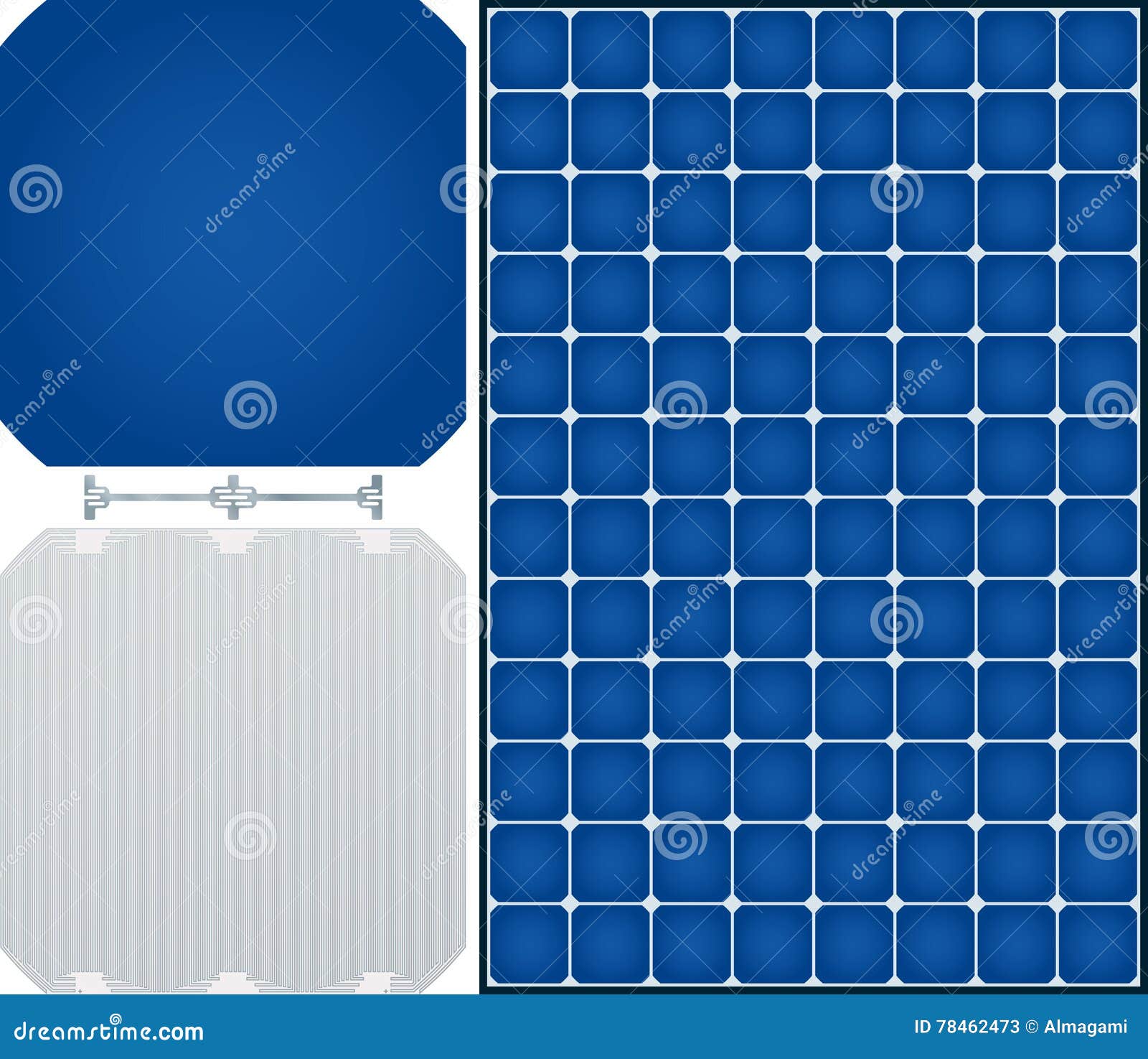 High Efficiency Solar Panel of 96 Monocrystalline Cell. Stock Vector ...