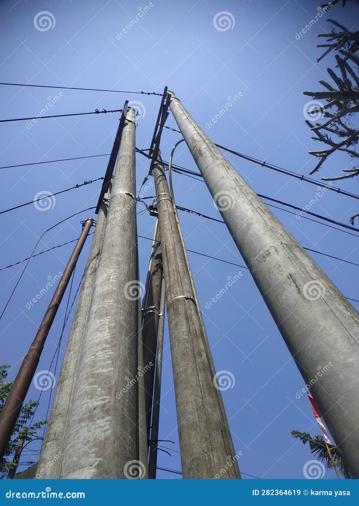 High Electric Pole with Blue Sky Stock Image - Image of pole, poles ...