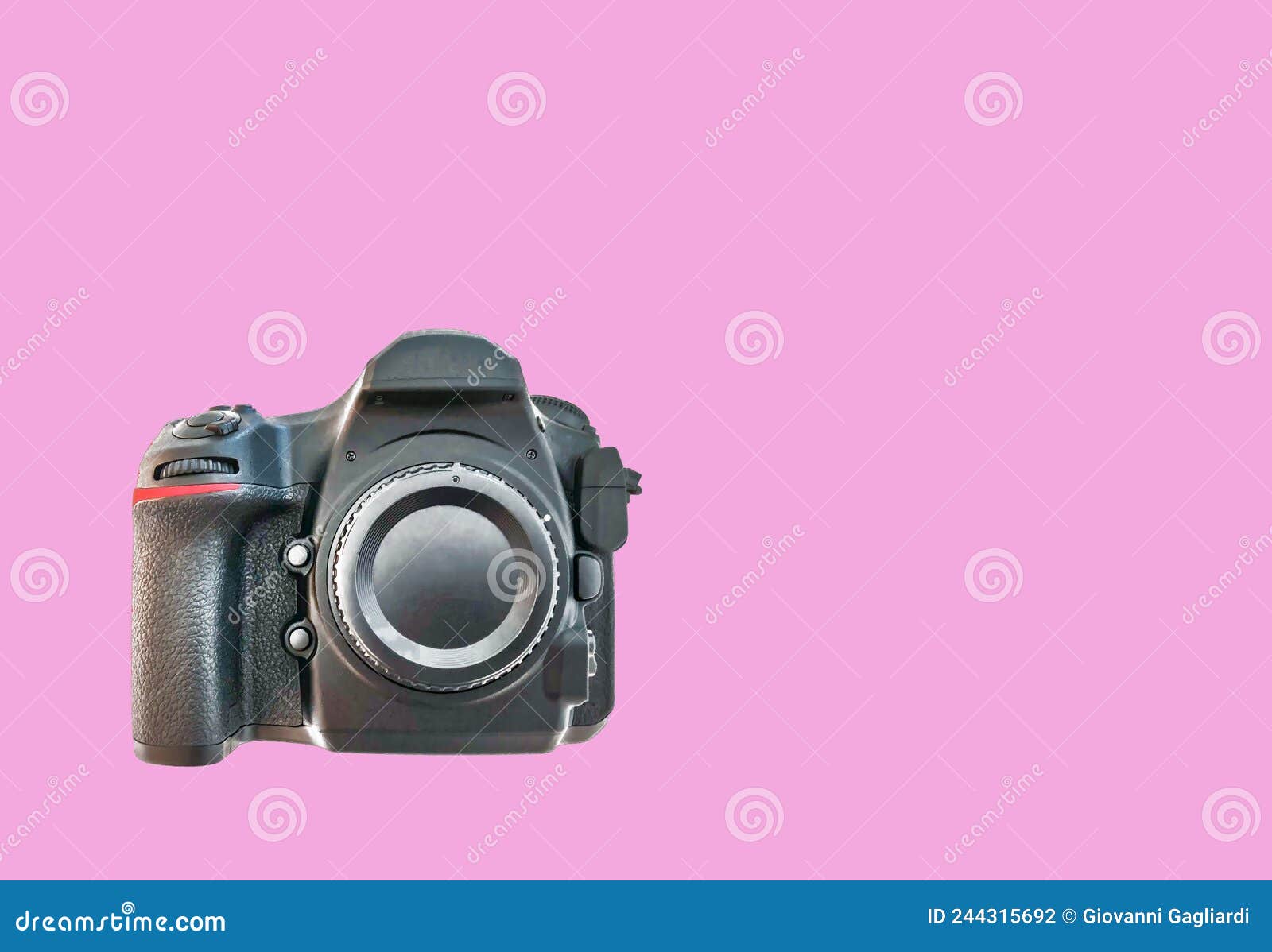 High End Dslr Camera Front View, Isolated on a Pink Background Stock ...