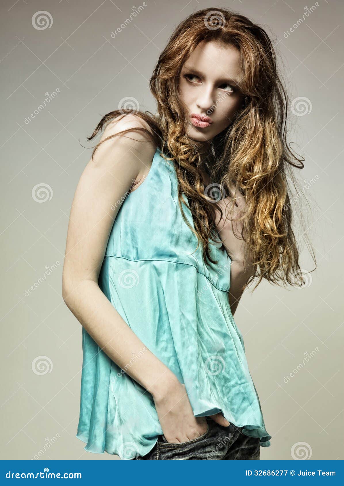 High-End Fashion Model with Curly Hair Stock Image - Image of adult ...