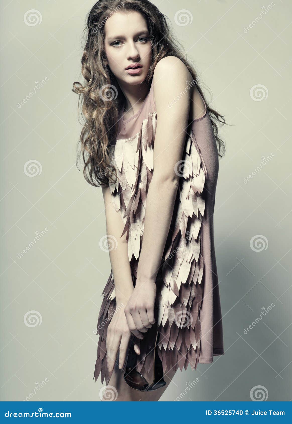 High-End Fashion Model with Curly Hair Stock Photo - Image of hair ...