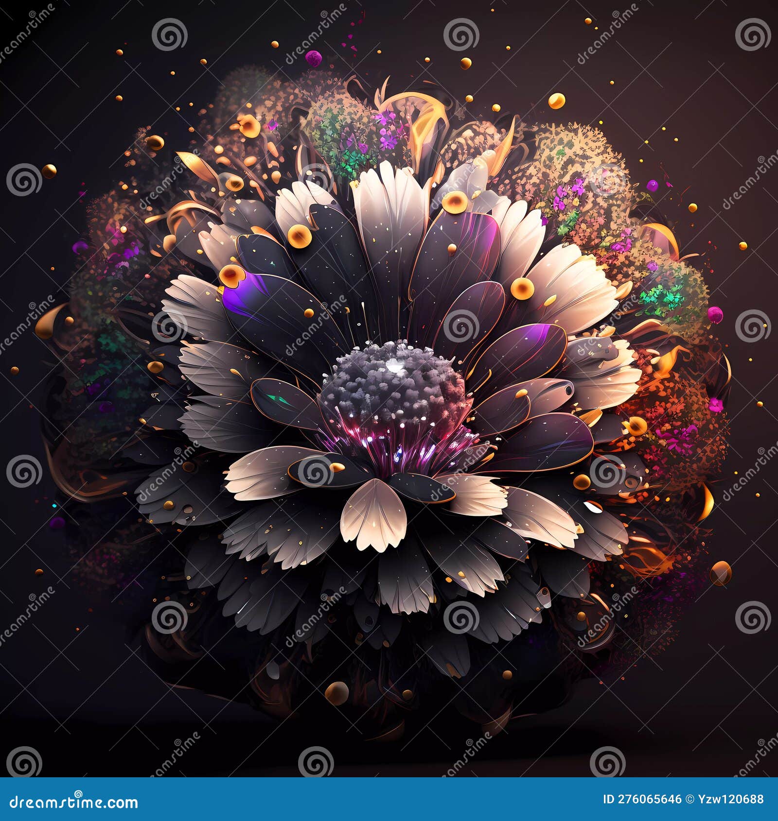 High-end Gorgeous Symmetrical Particles All Placed Flower Warm Material ...