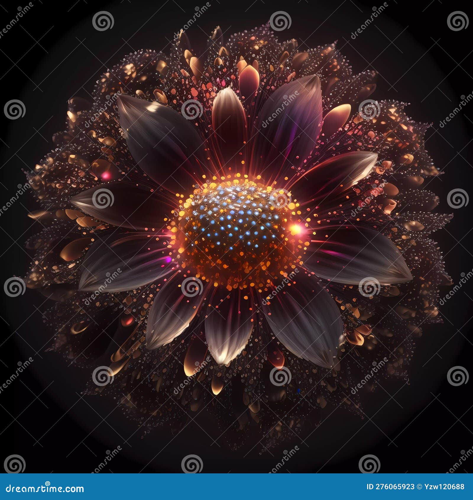 High-end Gorgeous Symmetrical Particles All Placed Flower Warm Material ...