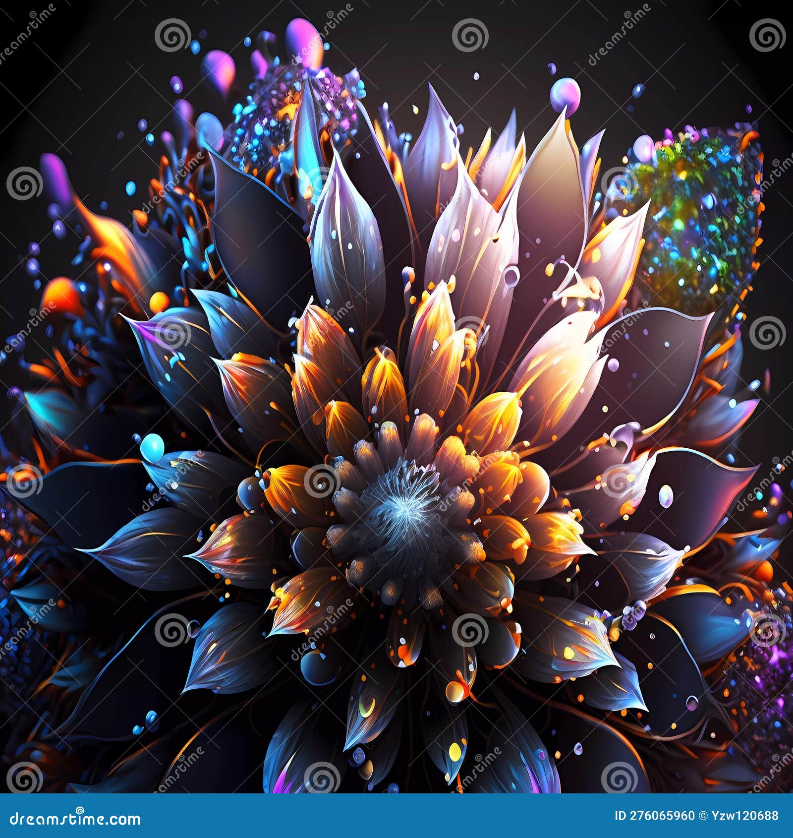 High-end Gorgeous Symmetrical Particles All Placed Flower Warm Material ...