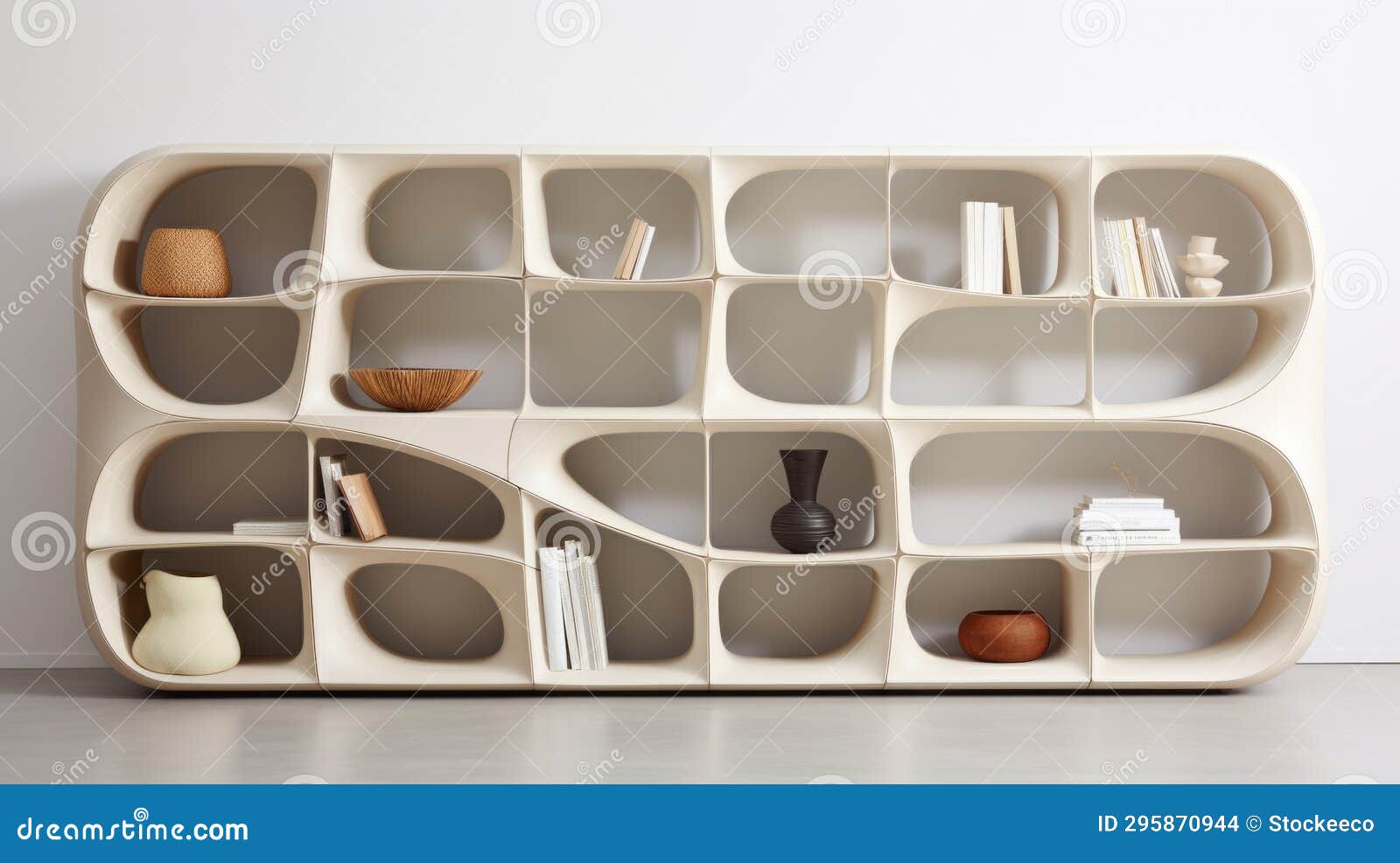 High End Large Modern Comfy Fixed Organic Modular Bookcase Stock Photo ...