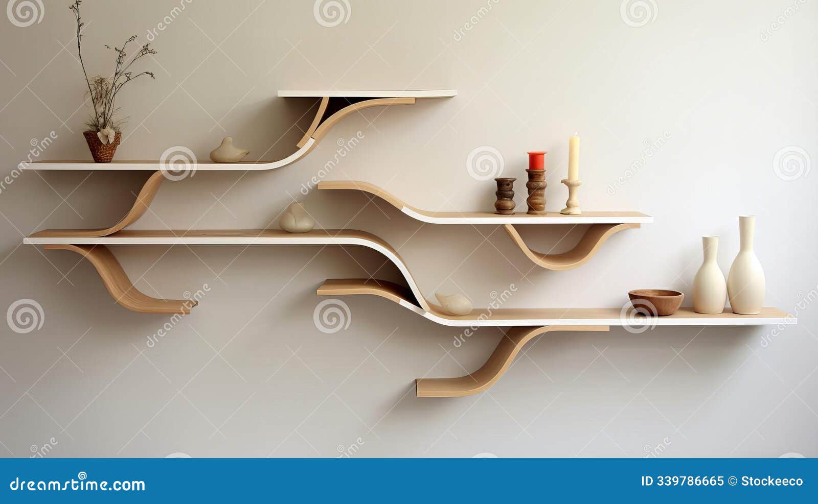 High-end Modern Comfy Fixed Organic Modular Wall Shelf Design Stock ...