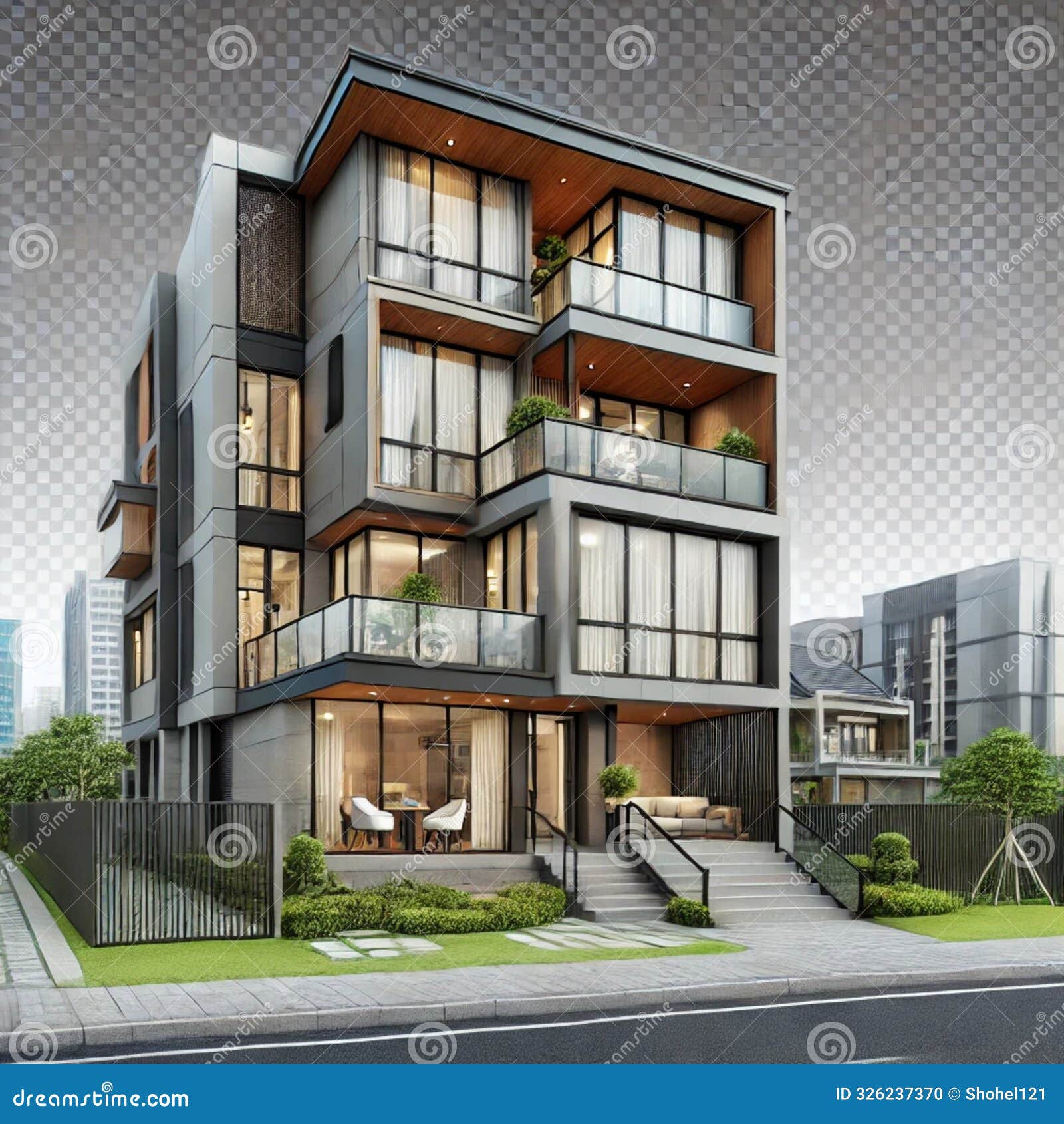 High-End Modern Duplex with Expansive Windows and Sleek Architecture ...