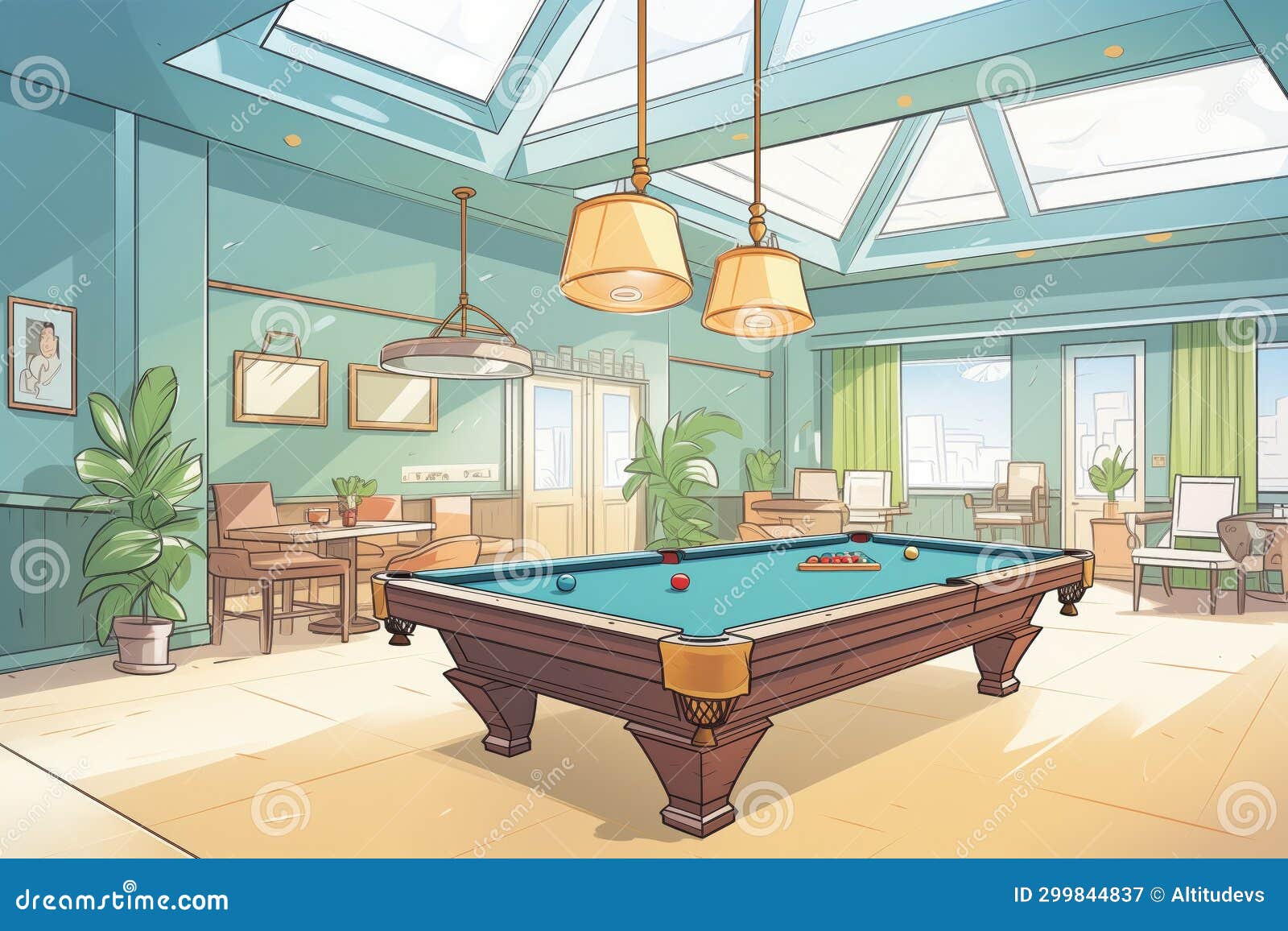 High-end Pool Table in a Private Club Stock Image - Image of luxury ...