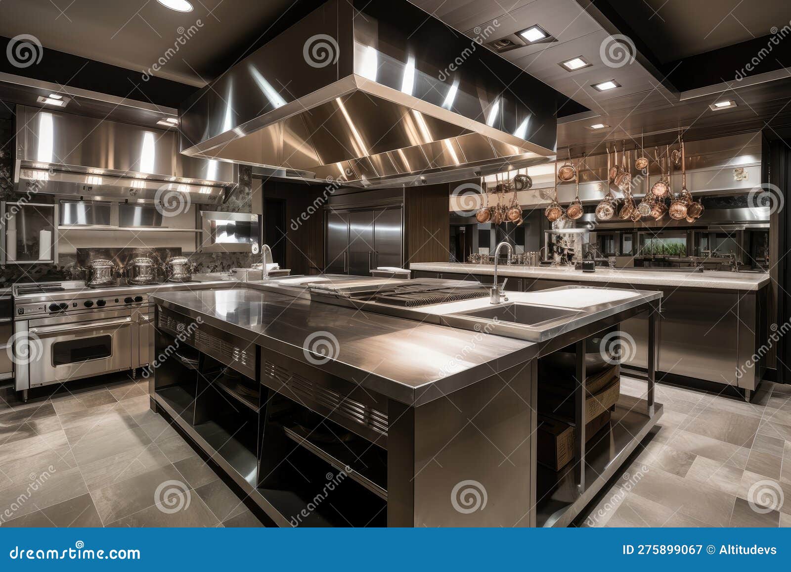 High-end Restaurant Kitchen with Sleek and Modern Appliances, Culinary ...