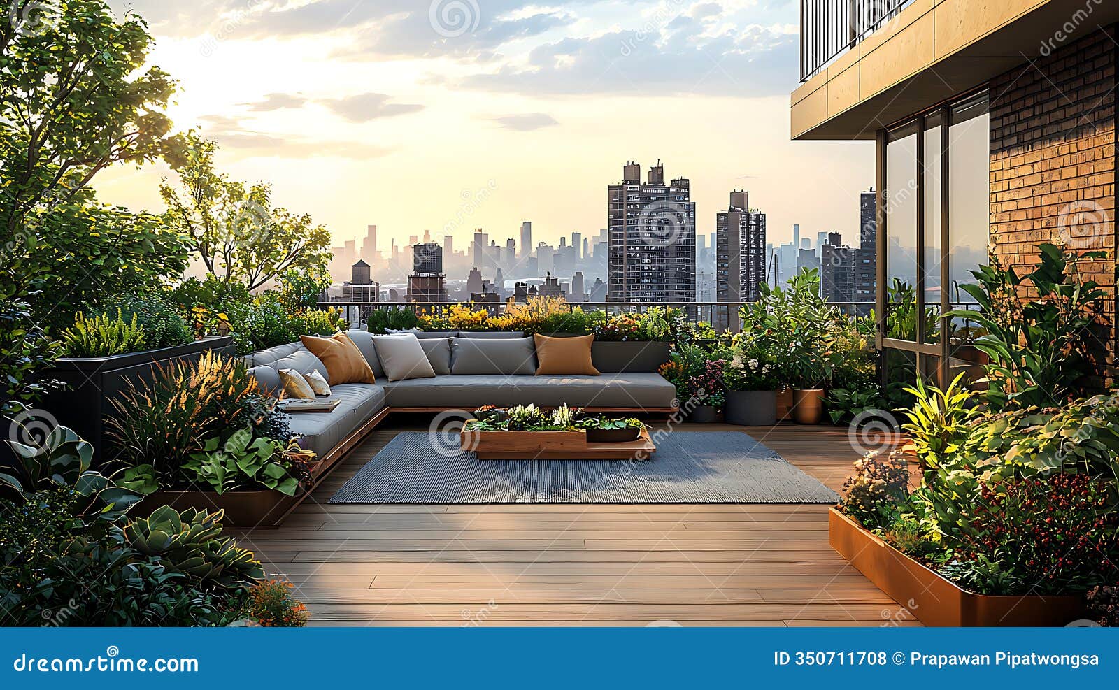 High End Rooftop Terrace with Custom Built Plants and City Views Stock ...