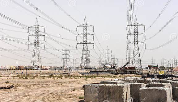 High Engineering Pylon Under Construction Stock Photo - Image of ...
