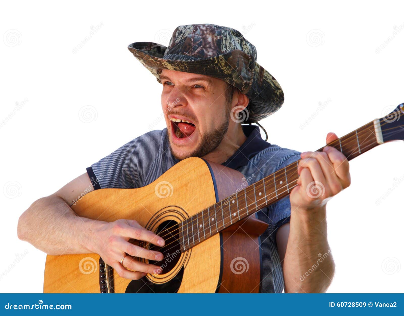 High Expressive Singer Playing the Guitar Stock Image - Image of ...