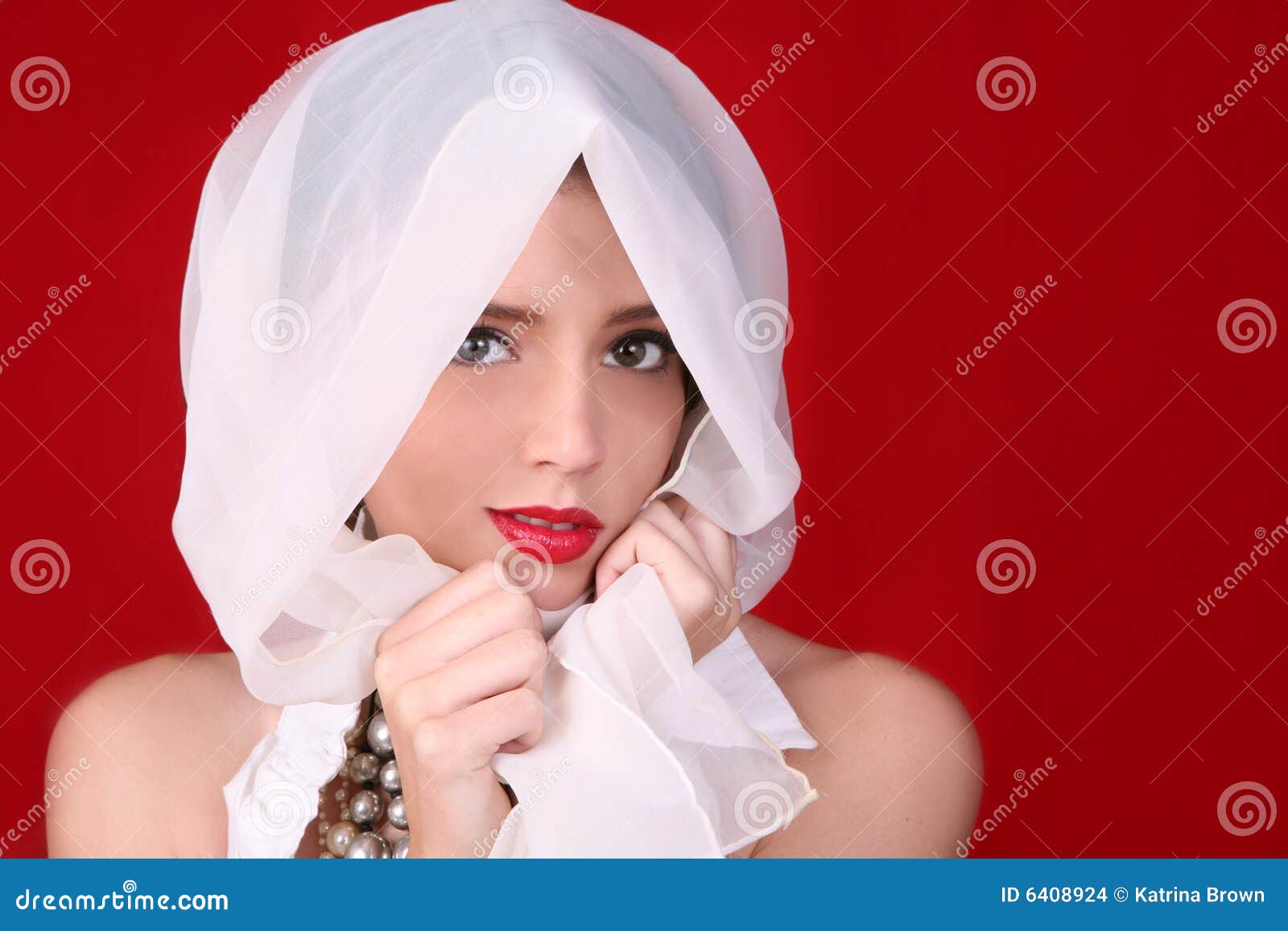 High Fashion Model on Red Background Stock Photo - Image of eyes, brown ...