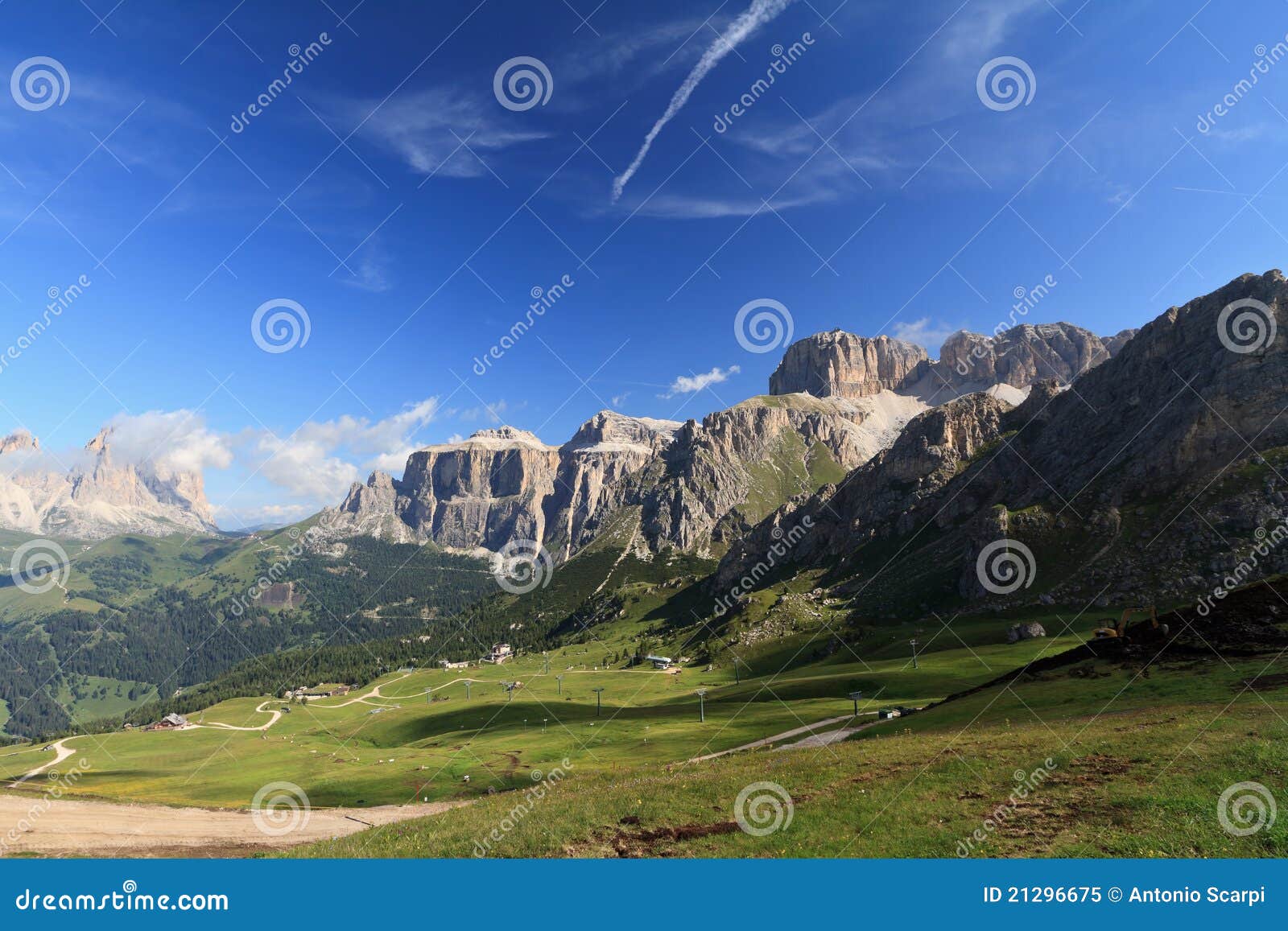 High Fassa Valley on Summer Stock Image - Image of sassolungo, pasture ...