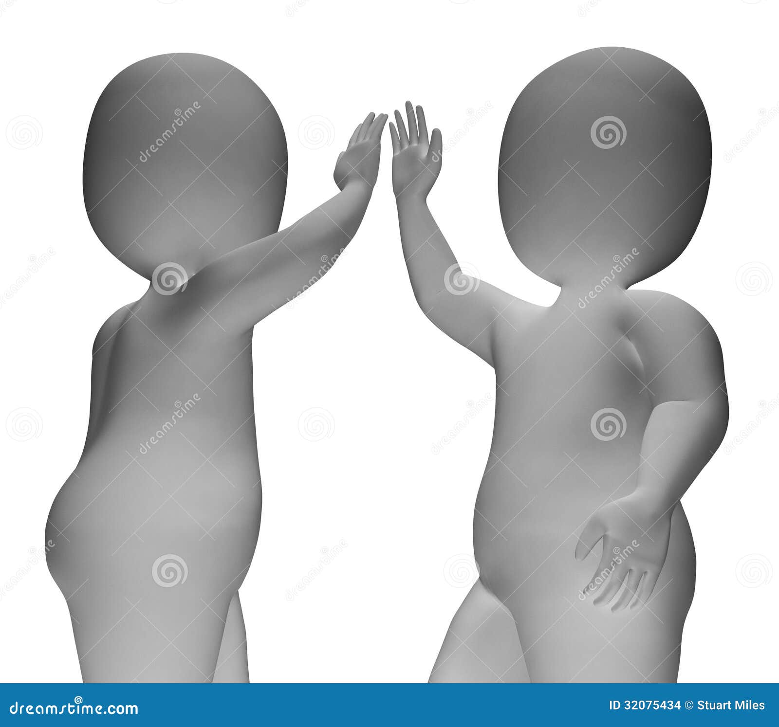 High Five 3d Characters Show Friendship and Greeting Stock Illustration ...