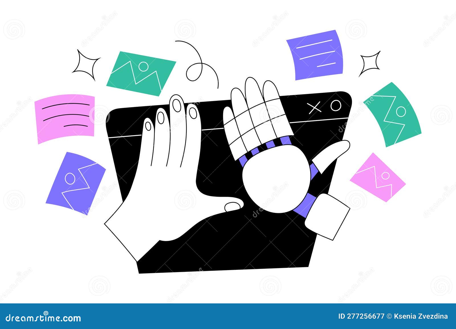 High Five Gesture, Human Hand Giving Five To a Robot Hand, Artificial ...