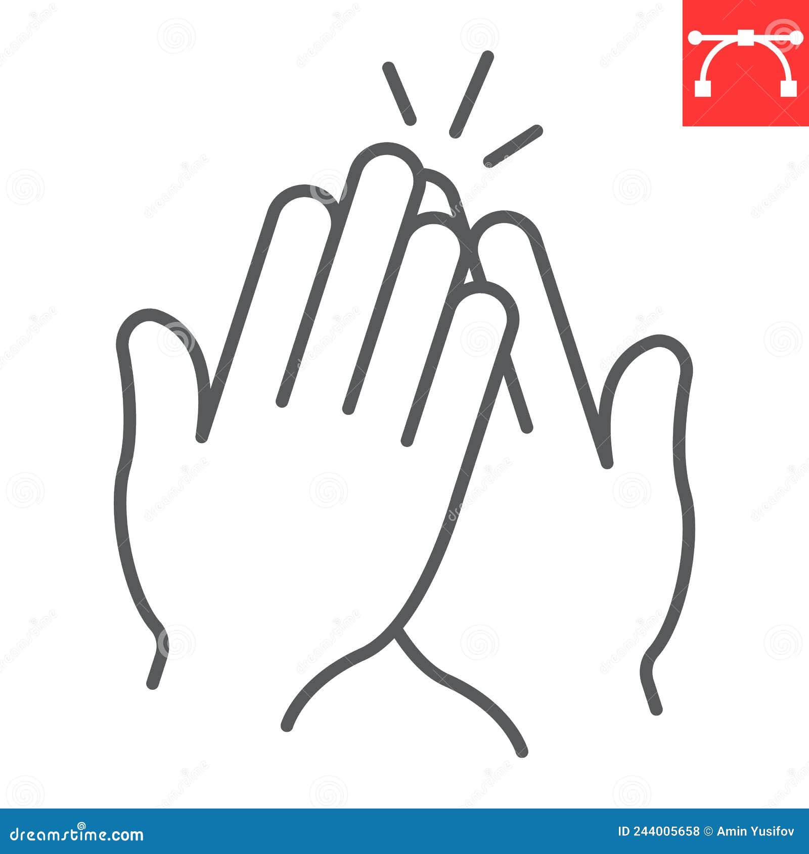 High Five Gesture Line Icon Stock Vector - Illustration of concept ...