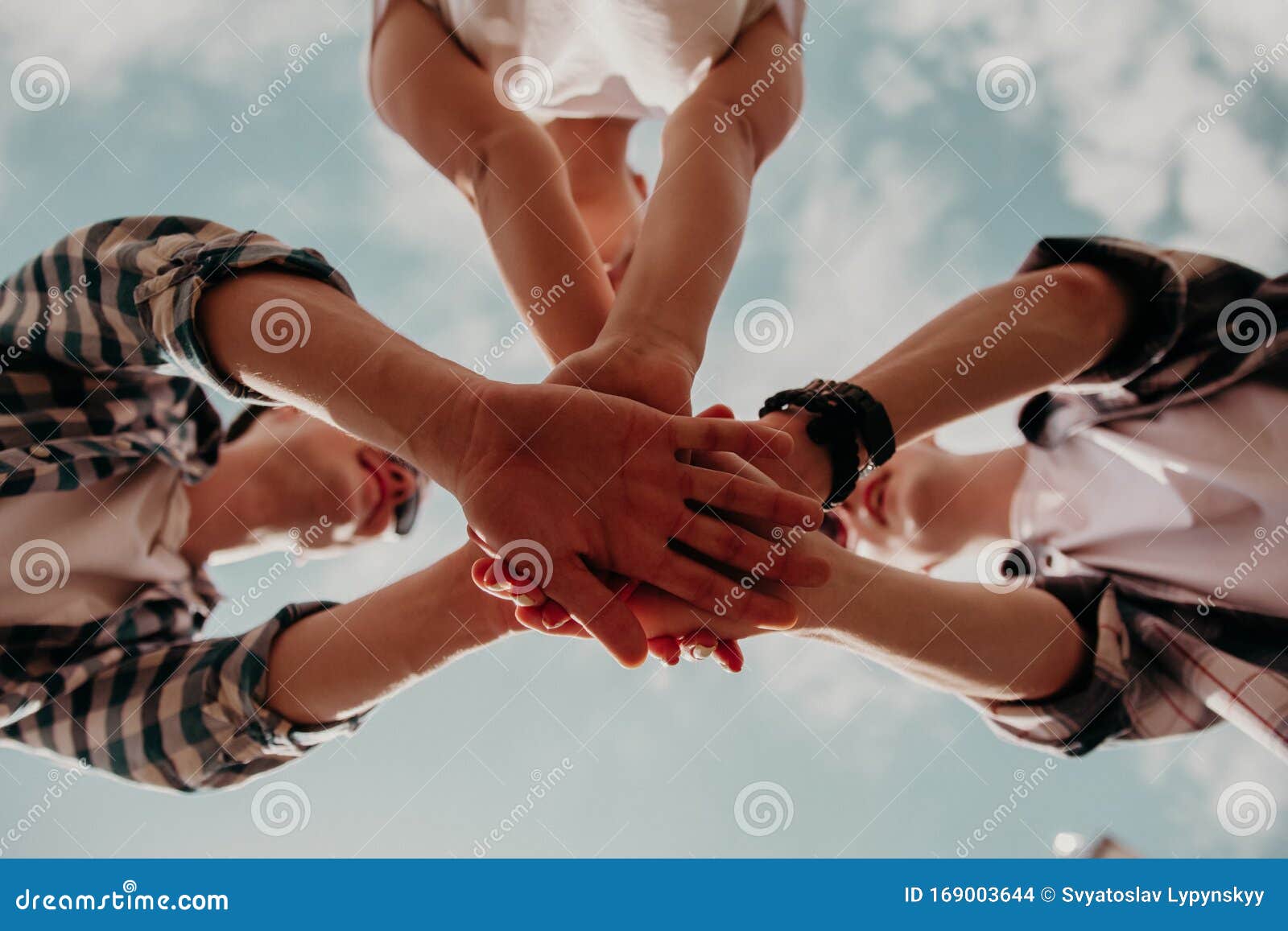 High Five Hand Gesture of Three Friends. Stock Photo - Image of gesture ...