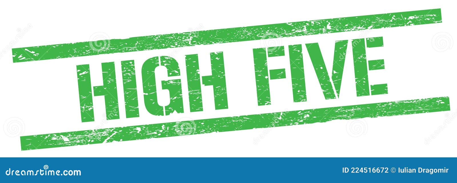 HIGH FIVE Text on Green Grungy Rectangle Stamp Stock Illustration ...