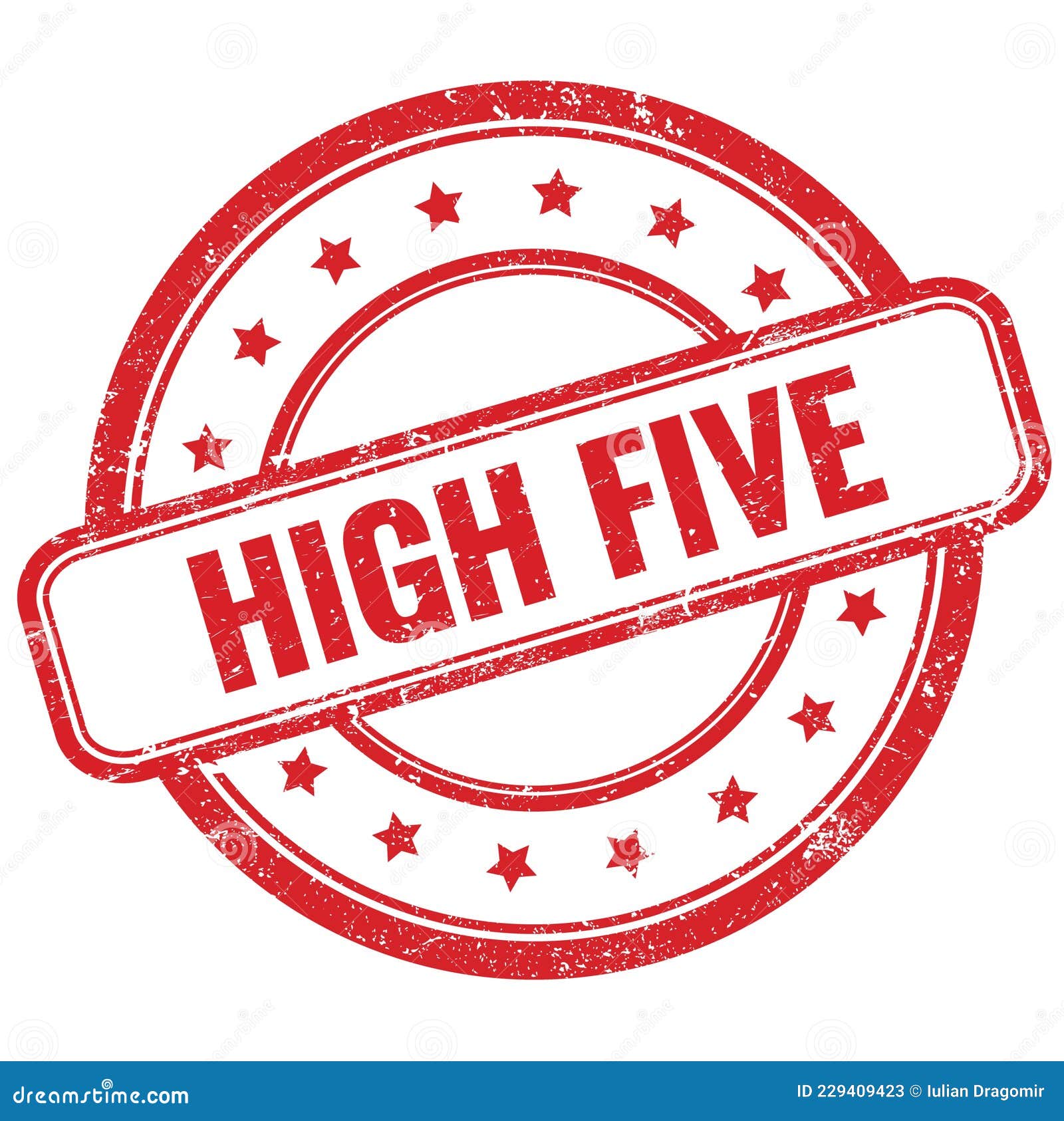HIGH FIVE Text on Red Grungy Round Rubber Stamp Stock Illustration ...