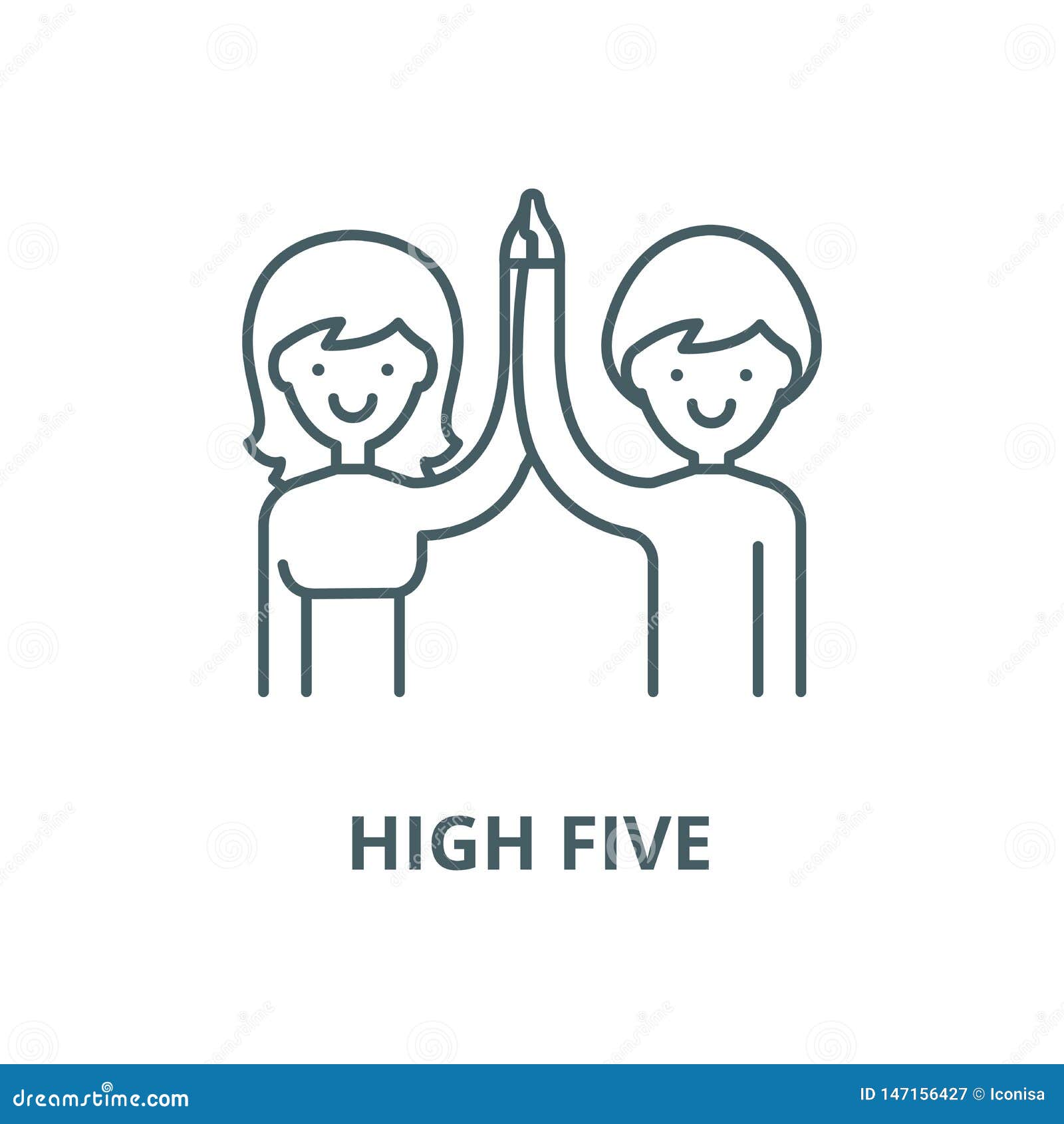 High Five Vector Line Icon, Linear Concept, Outline Sign, Symbol Stock ...