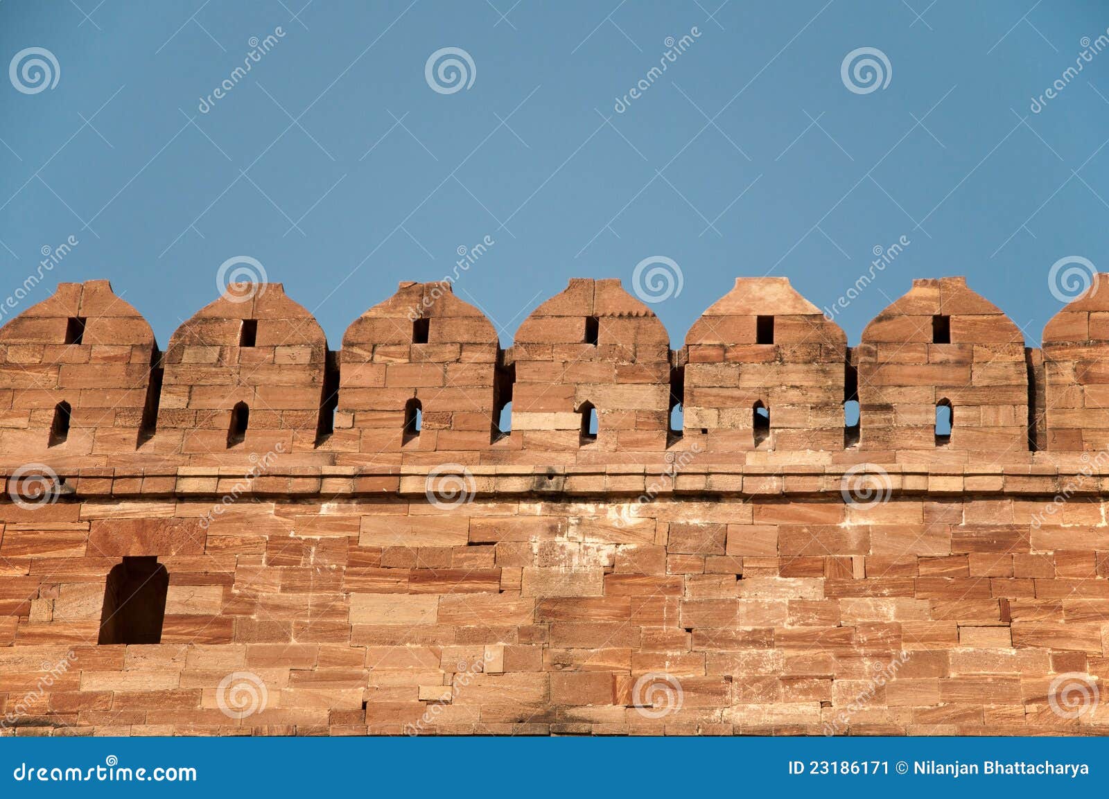 High Fort Walls Against Blue Sky Stock Image - Image of detail, wooden ...