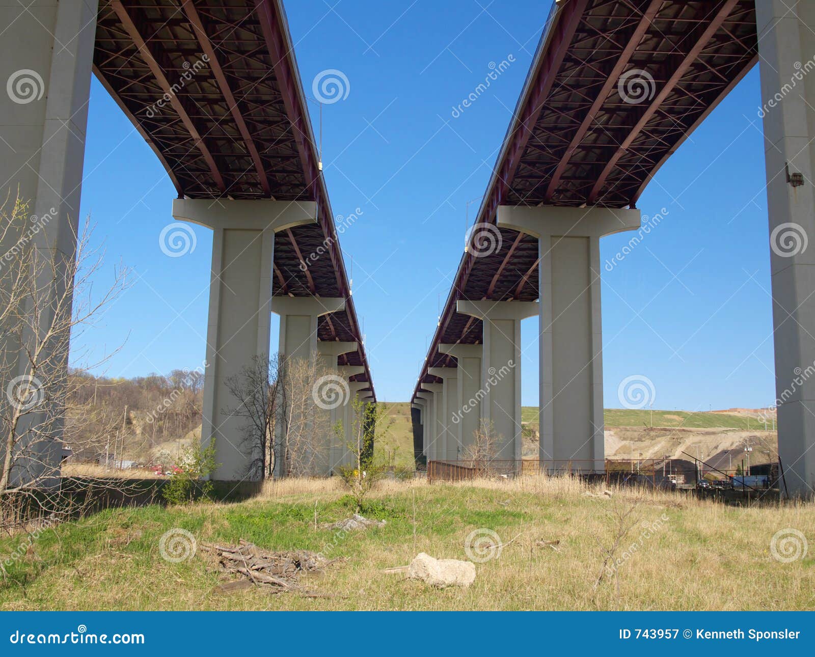High Freeway Bridge, Underside Stock Image - Image of steel, double: 743957