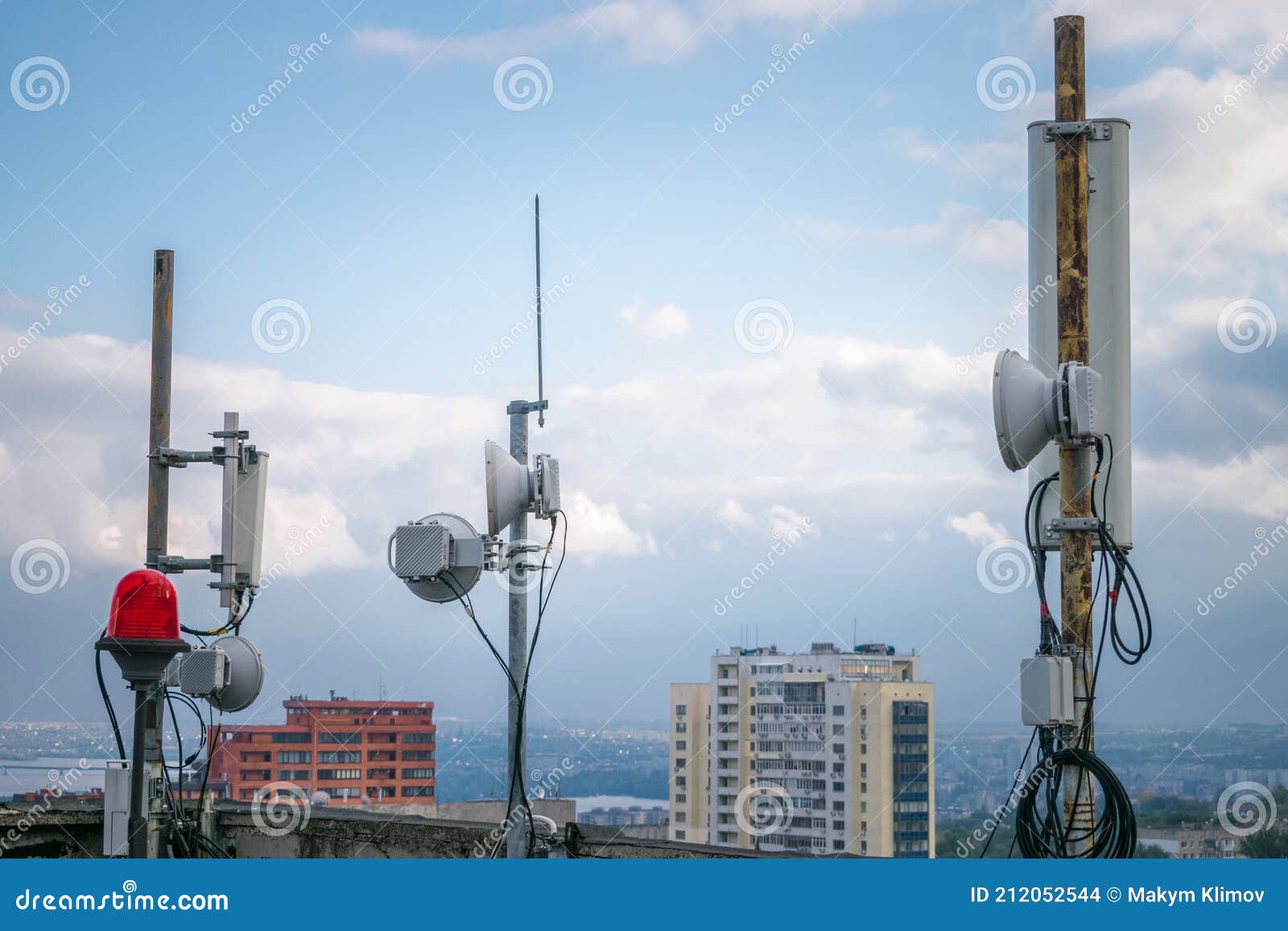 Powerful Mobile Antennas On The Roofs Of A Van Car For Communication Or ...