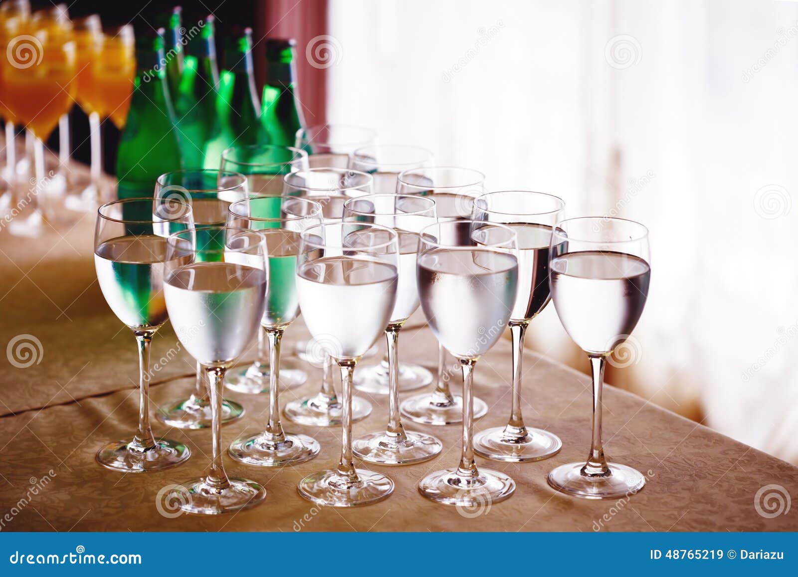High Glasses with Water or Wine Stock Image - Image of service ...