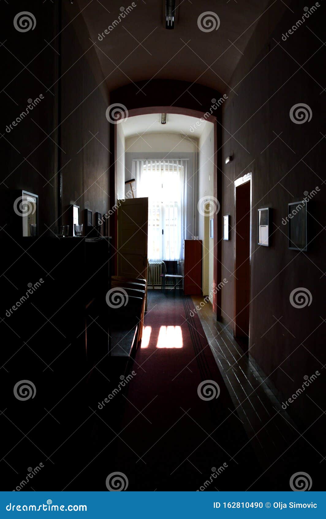 High hallway with window stock photo. Image of hallway - 162810490