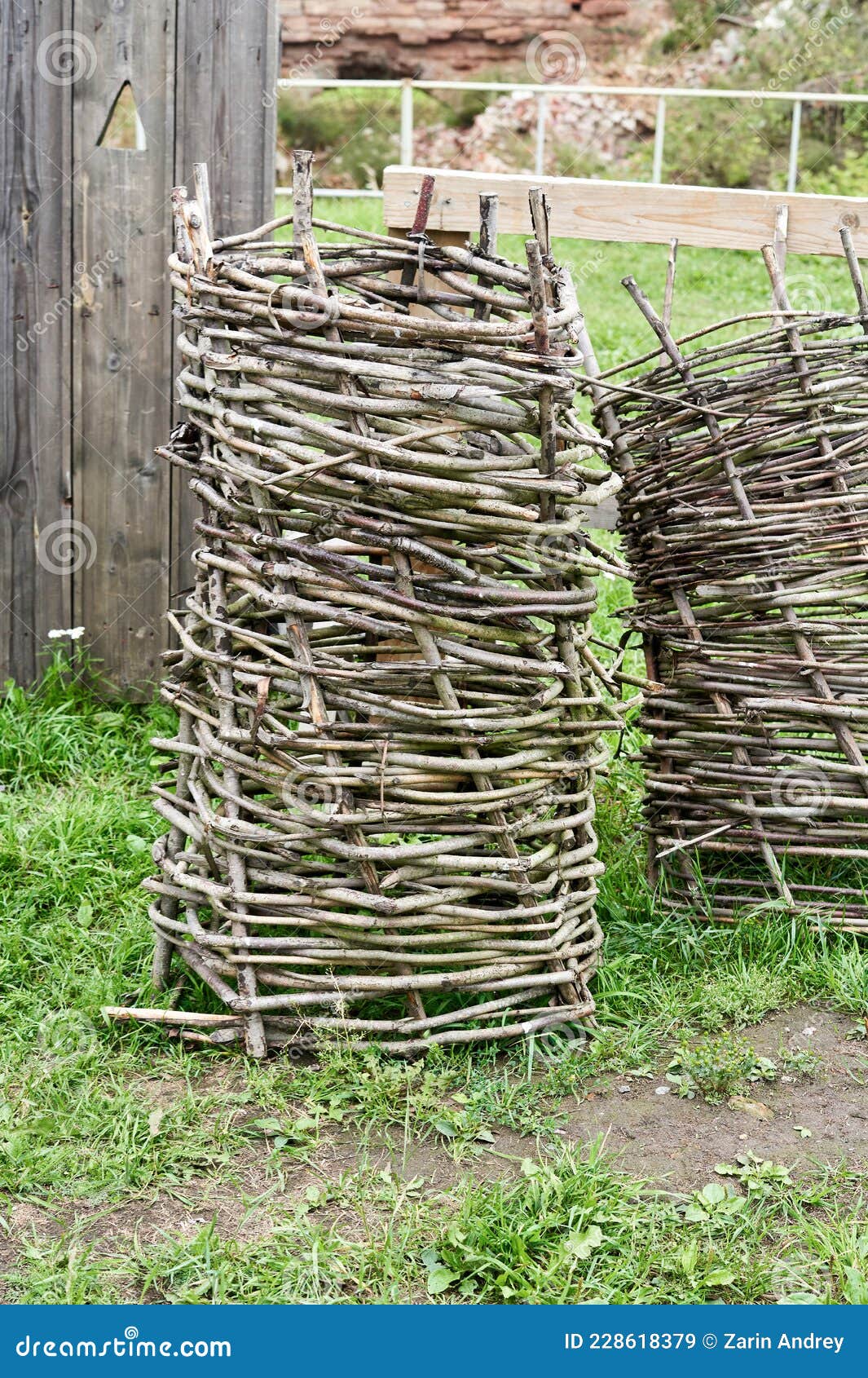 This High Handmade Basket is Woven of Tree Branches Stock Image - Image ...