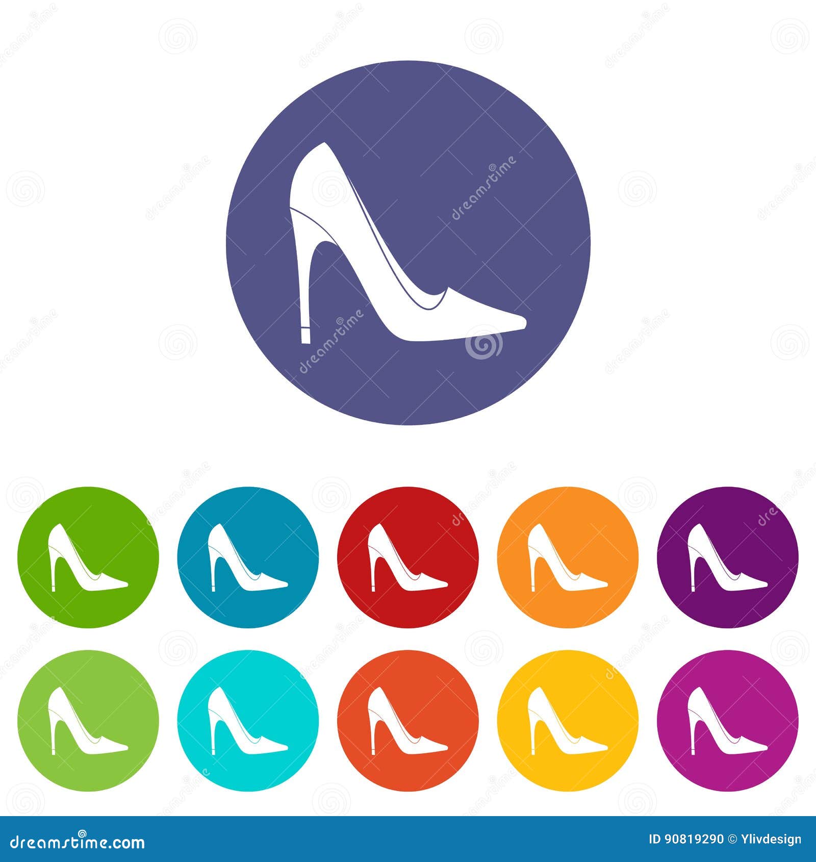 High Heel Shoe Icons Set Flat Vector Stock Vector - Illustration of ...