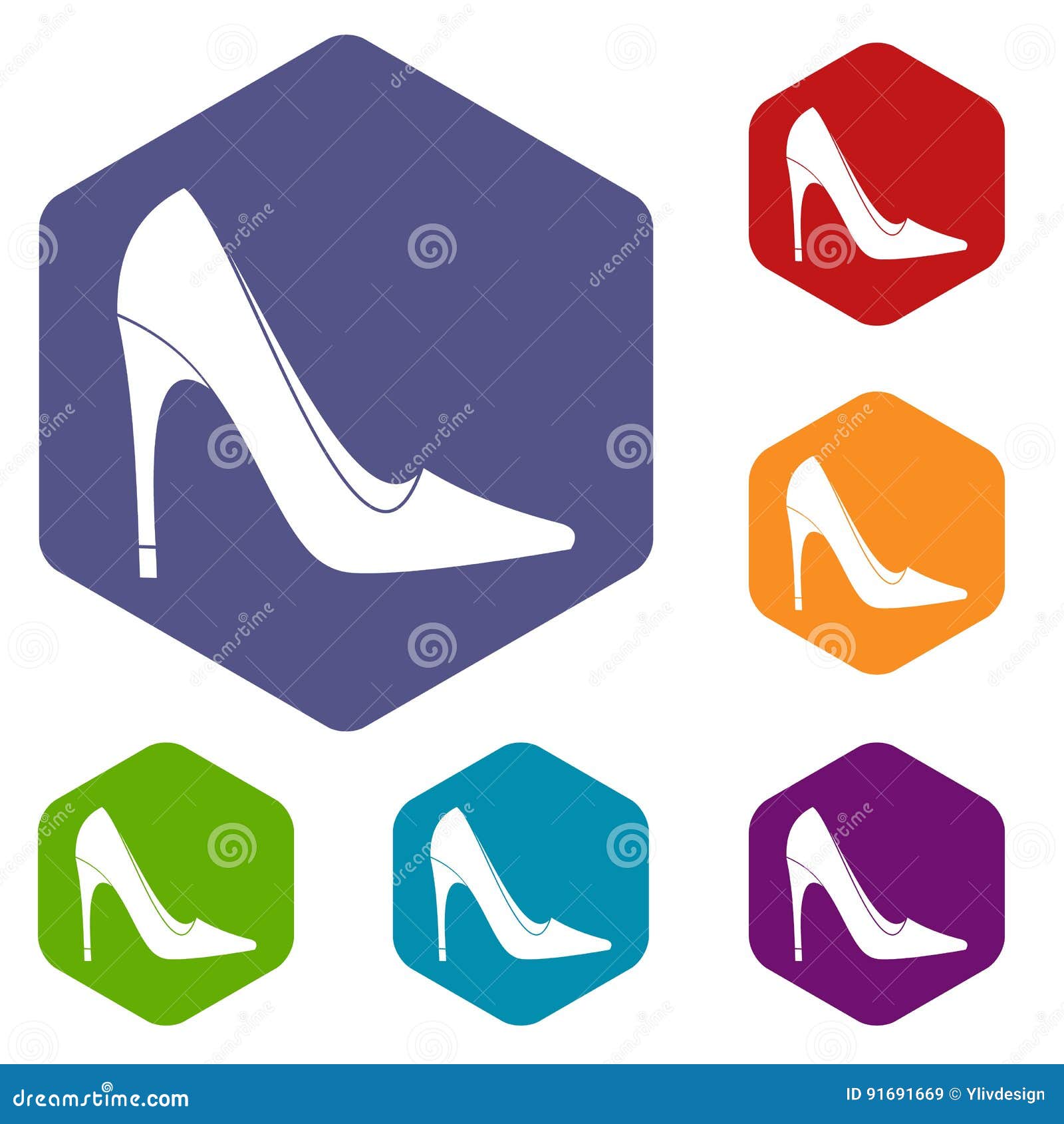 High Heel Shoe Icons Set Hexagon Stock Vector - Illustration of ...