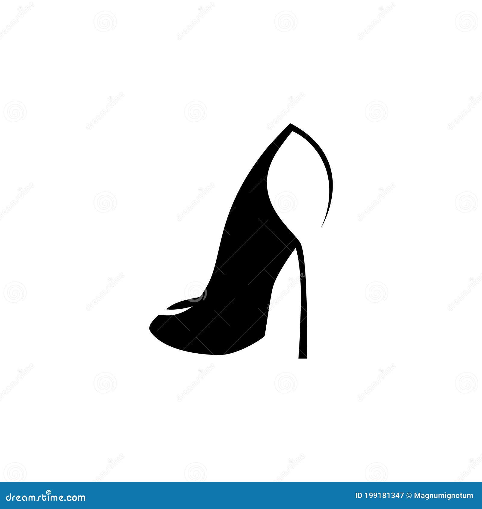 High Heel Shoe Symbol on White Backdrop Stock Vector - Illustration of ...