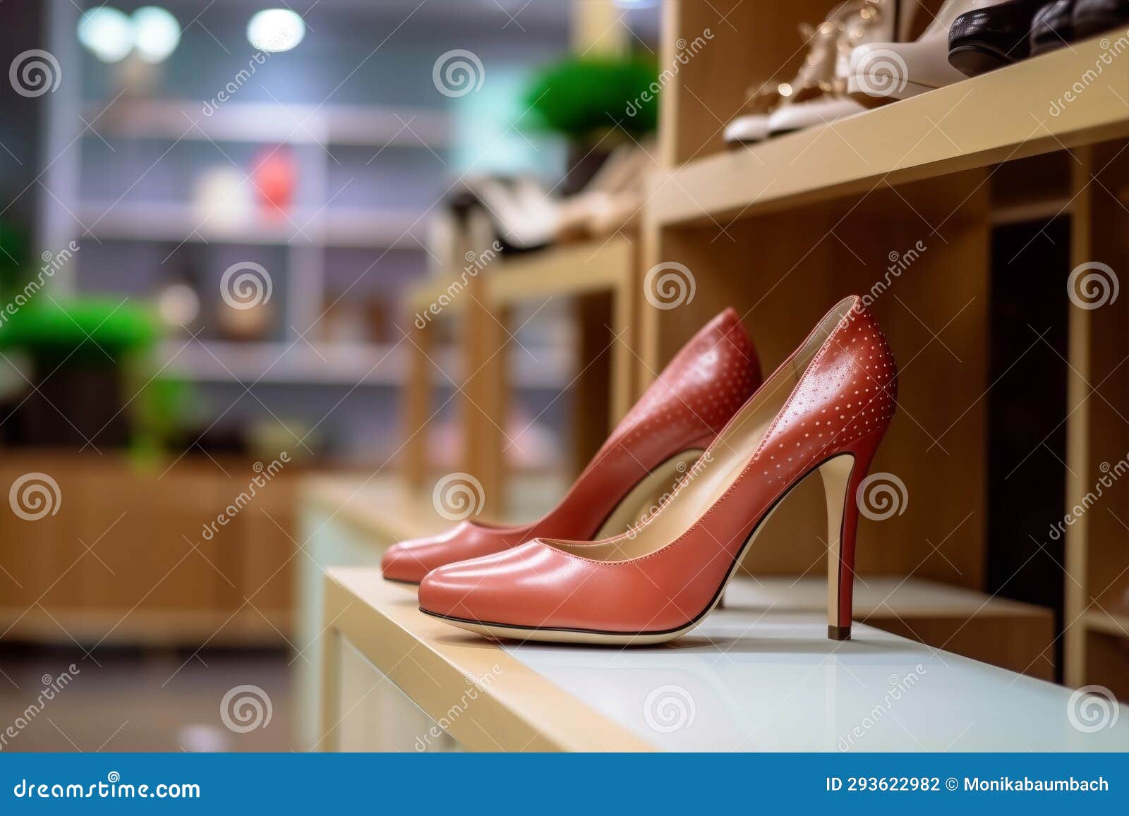 High Heel Shoes on Shelf in Store Stock Illustration - Illustration of ...